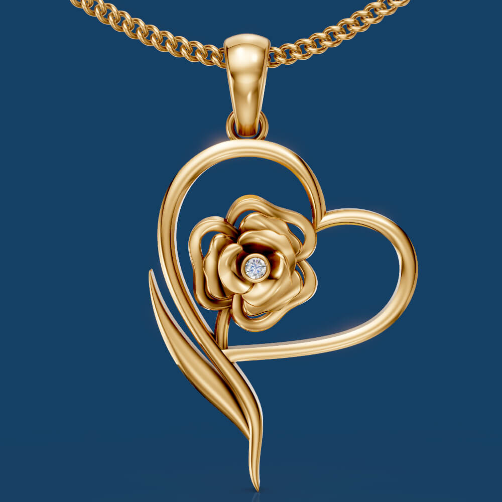 Rose Heart Pendant - 3D Model by ZaraHM