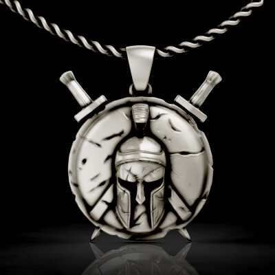 Spartacus Shield Sword Pendant - 3D Model by ZaraHM