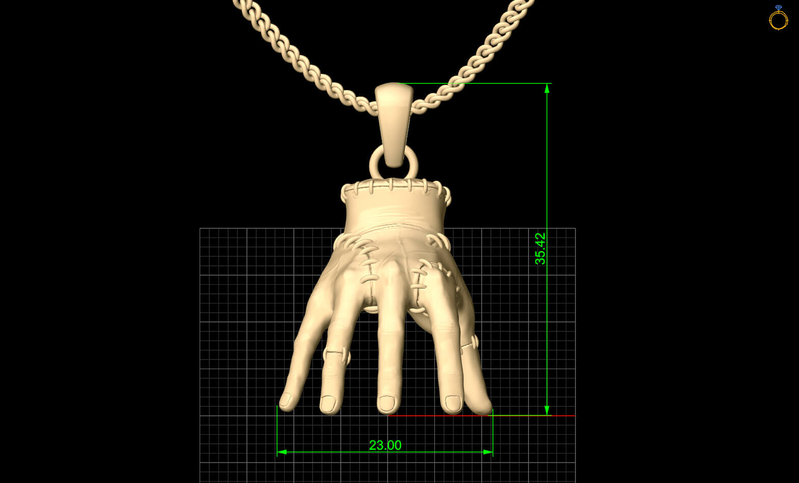 Wednesday Hand Pendant - 3D Model by ZaraHM