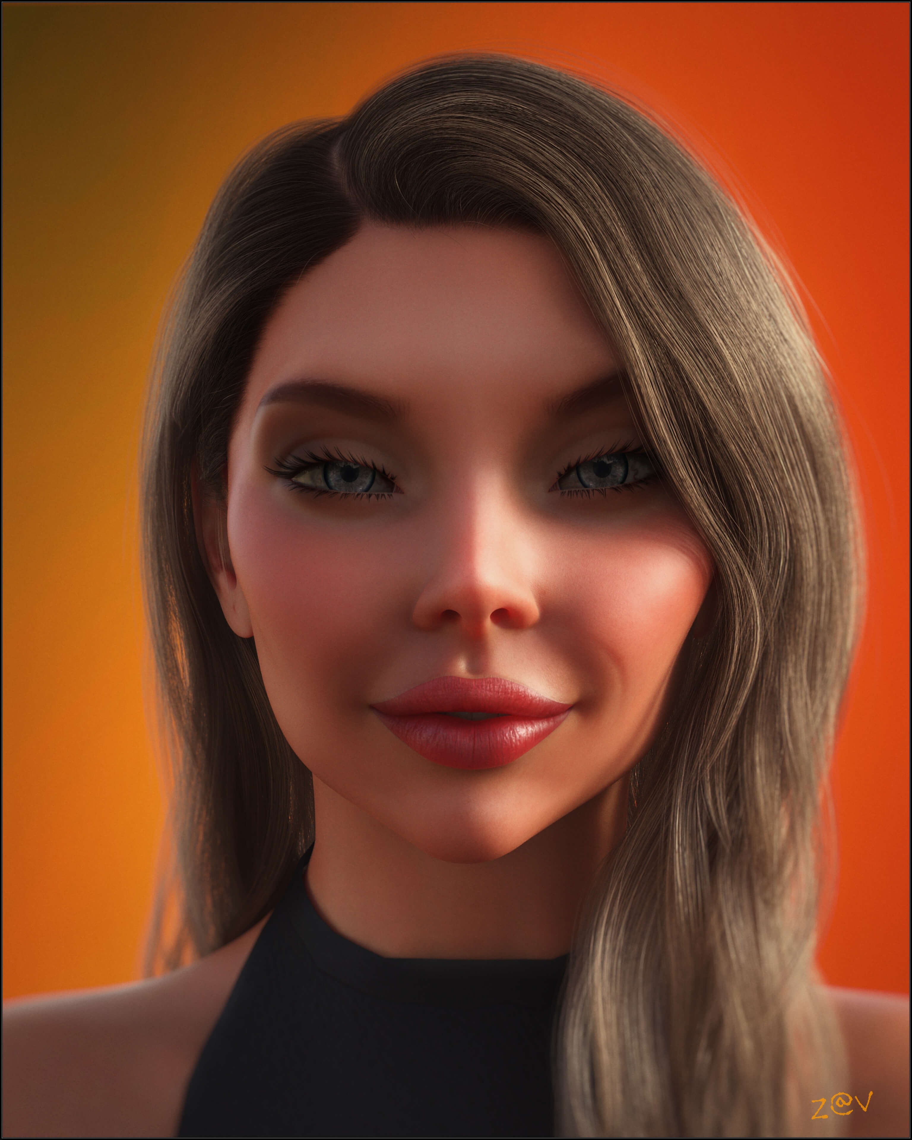 Barbara 3D Render, Digital Art by Zavciu