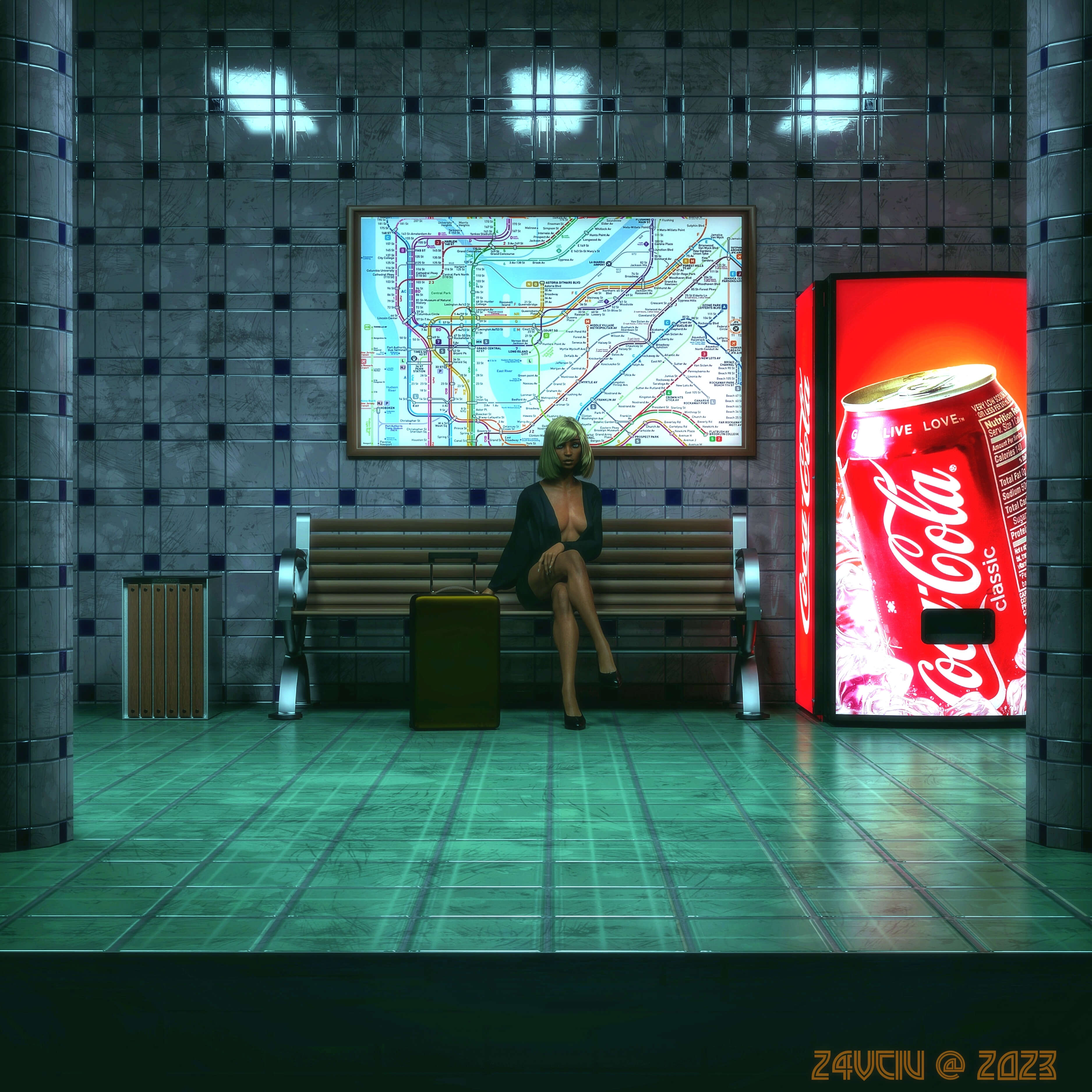 In the Subway... 3D Render, Digital Art by Zavciu