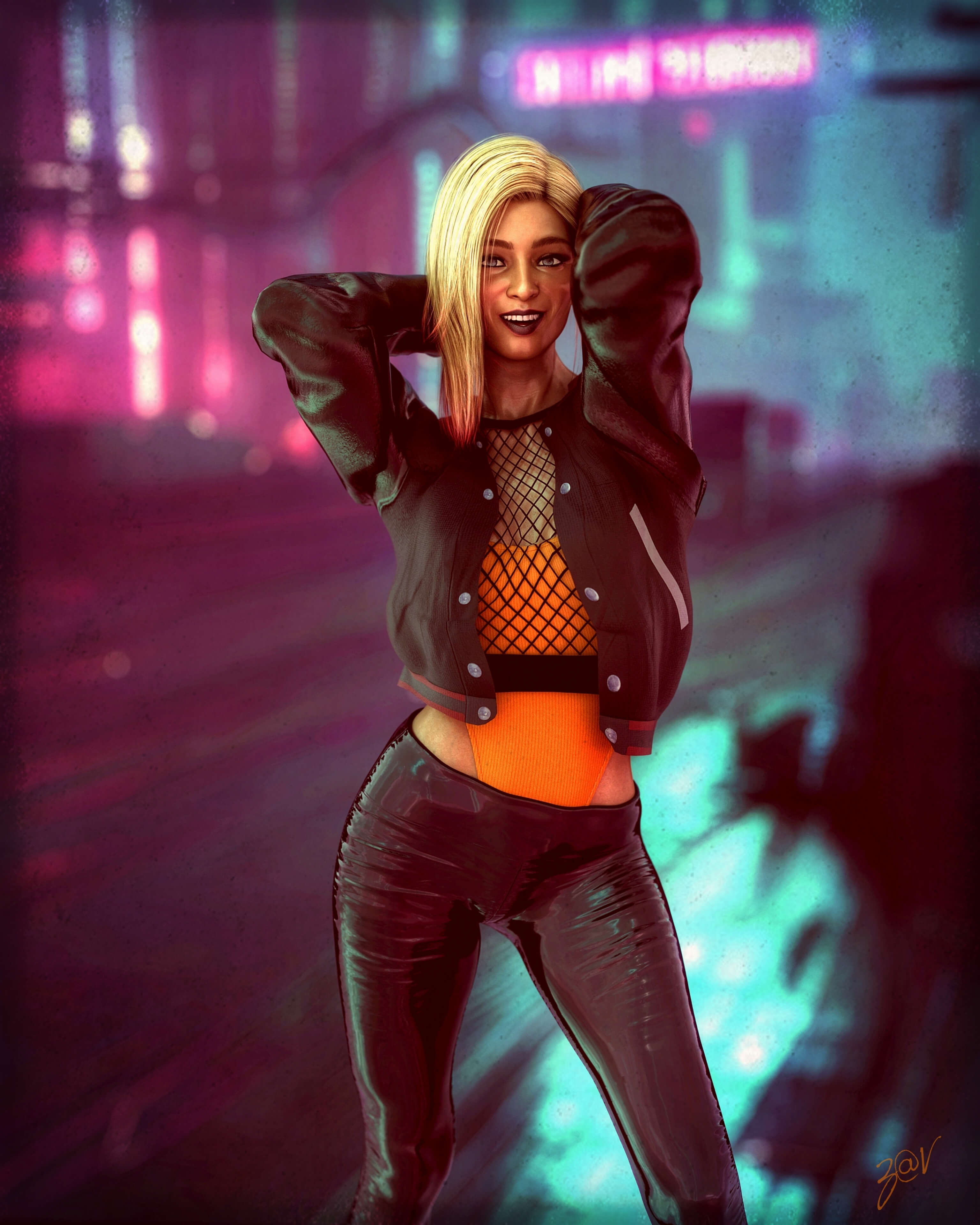 Night City 3D Render, Digital Art by Zavciu