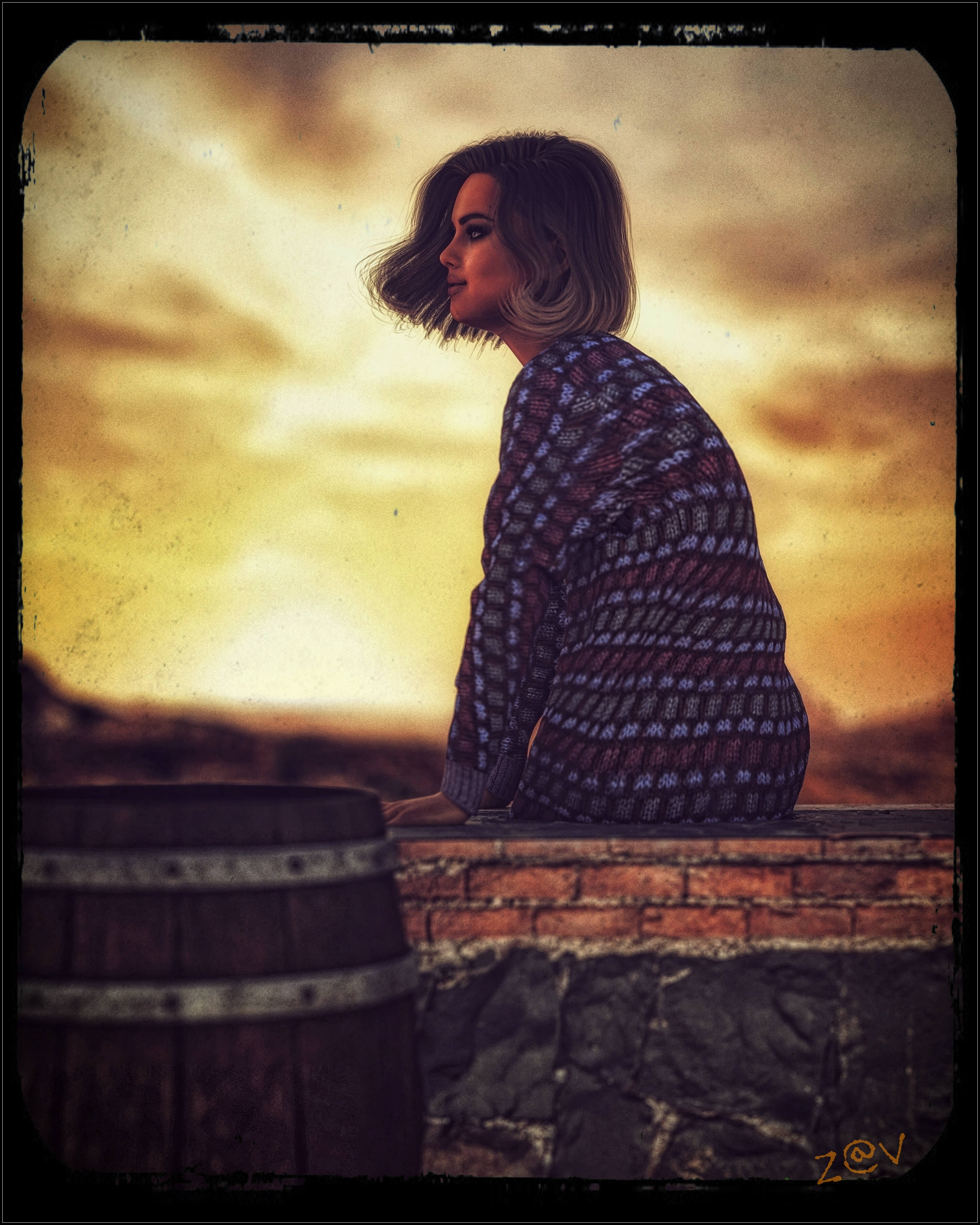 Sunset 3D Render, Digital Art by Zavciu