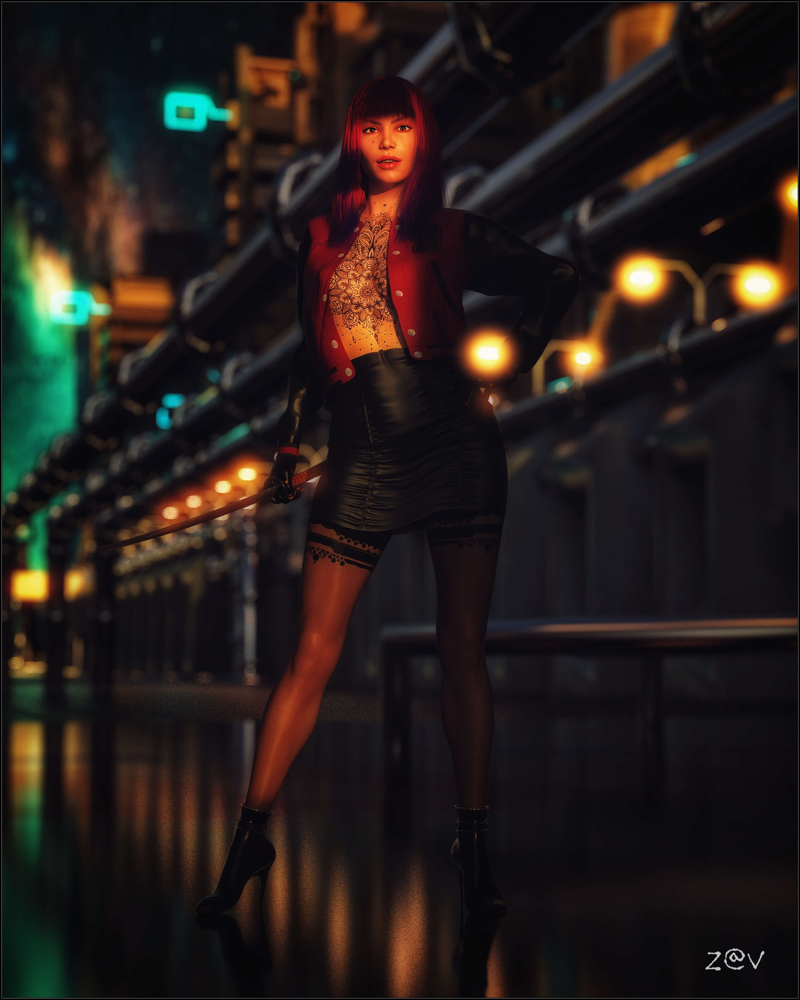 Synthwave 3D Render, Digital Art by Zavciu