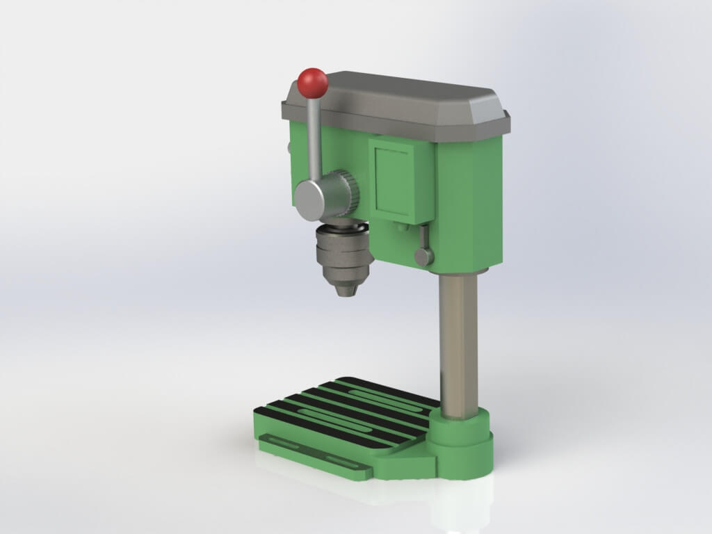 Bench Drill Machine Miniature - 3D Print Model by zayuti