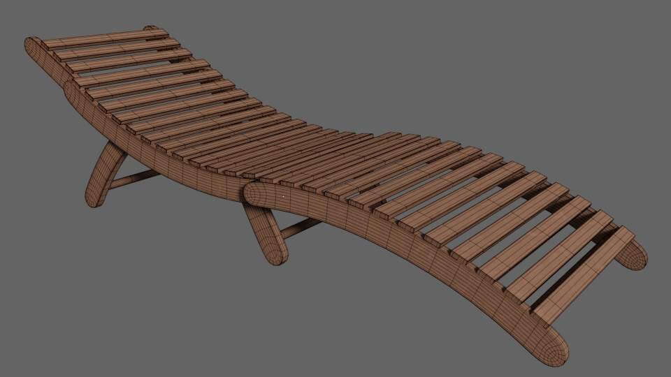 Wooden Sunbed - 3D Model by Zdenda