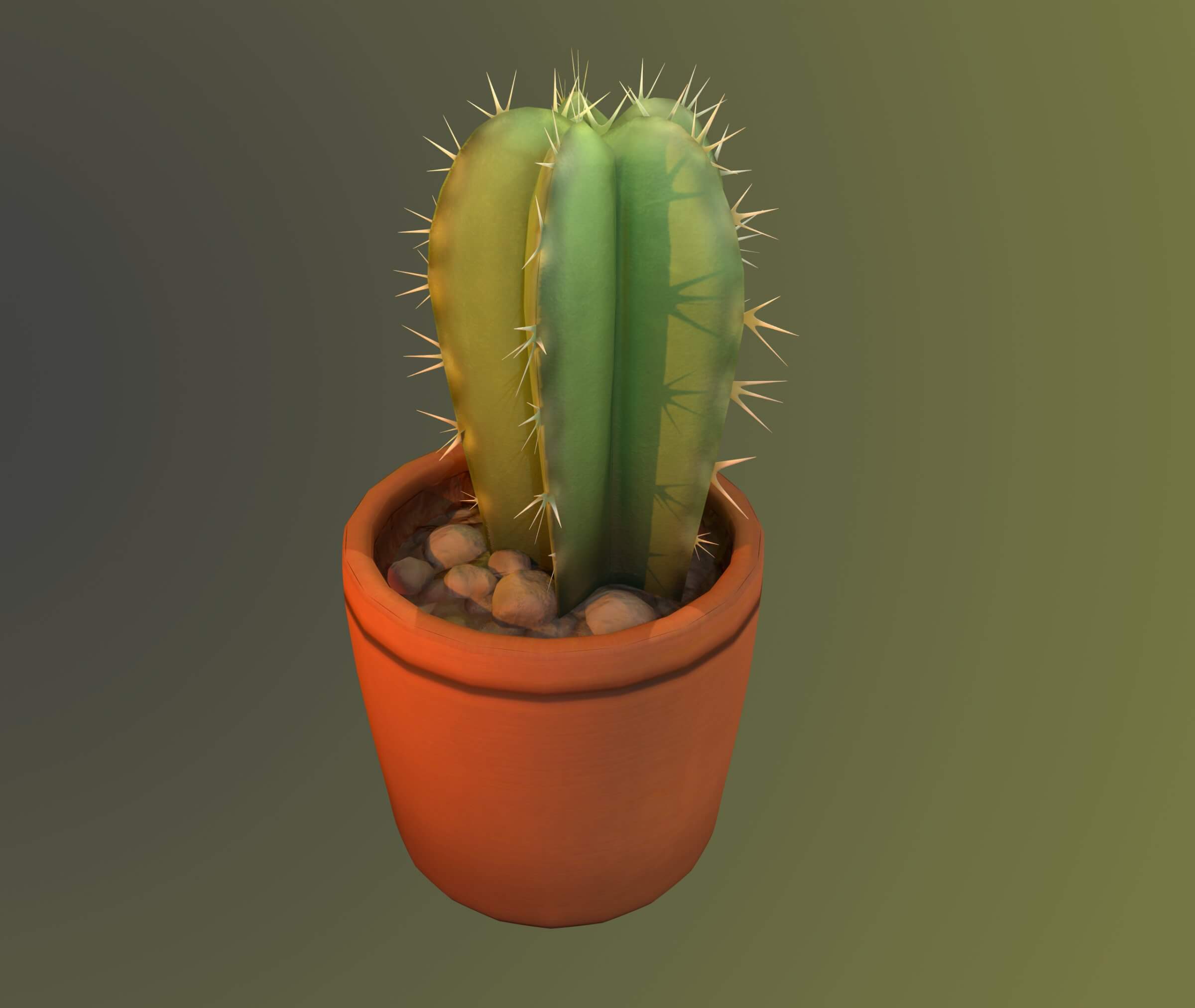 Cactus in A Pot - 3D Model by Zelad