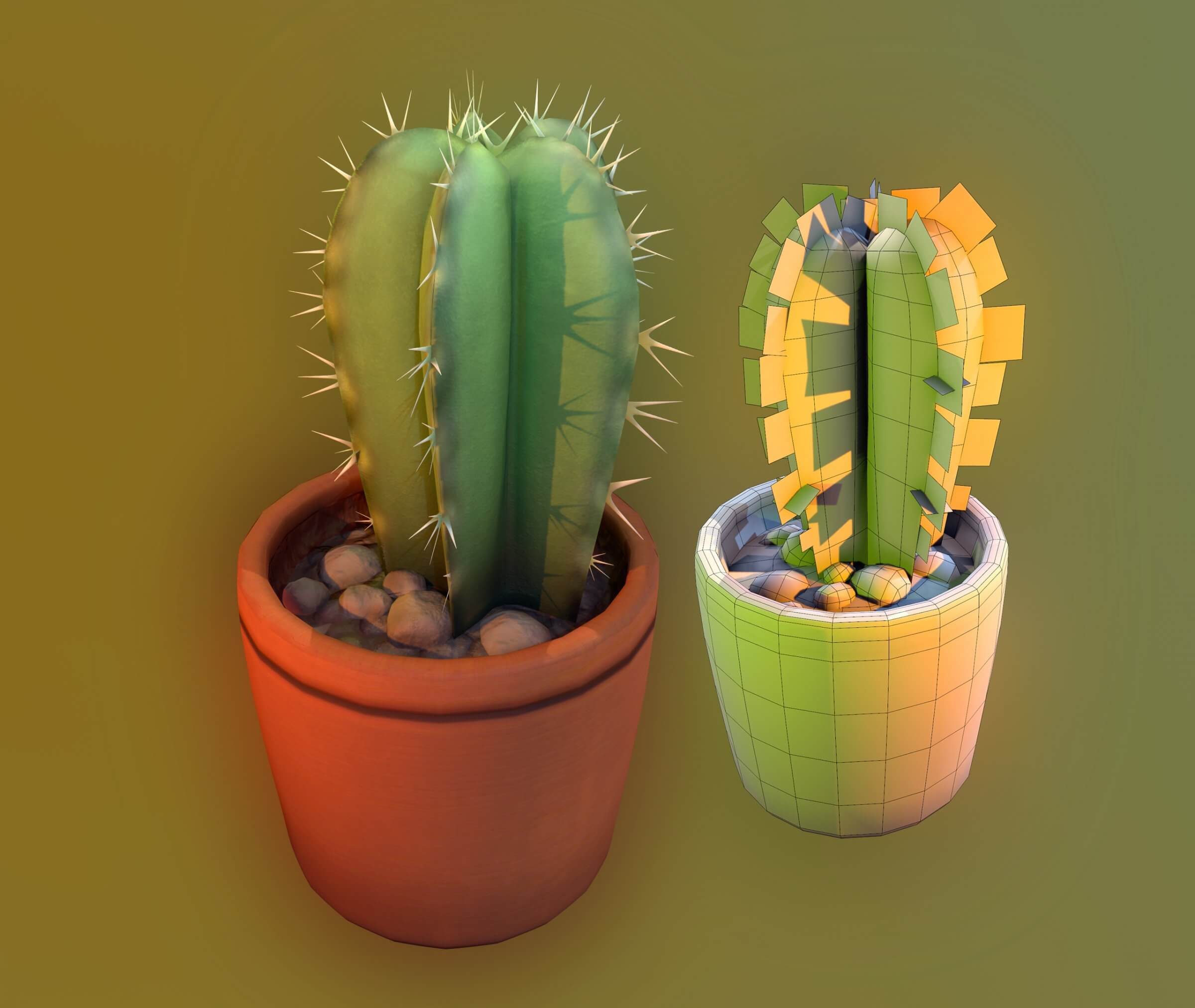 Cactus in A Pot - 3D Model by Zelad
