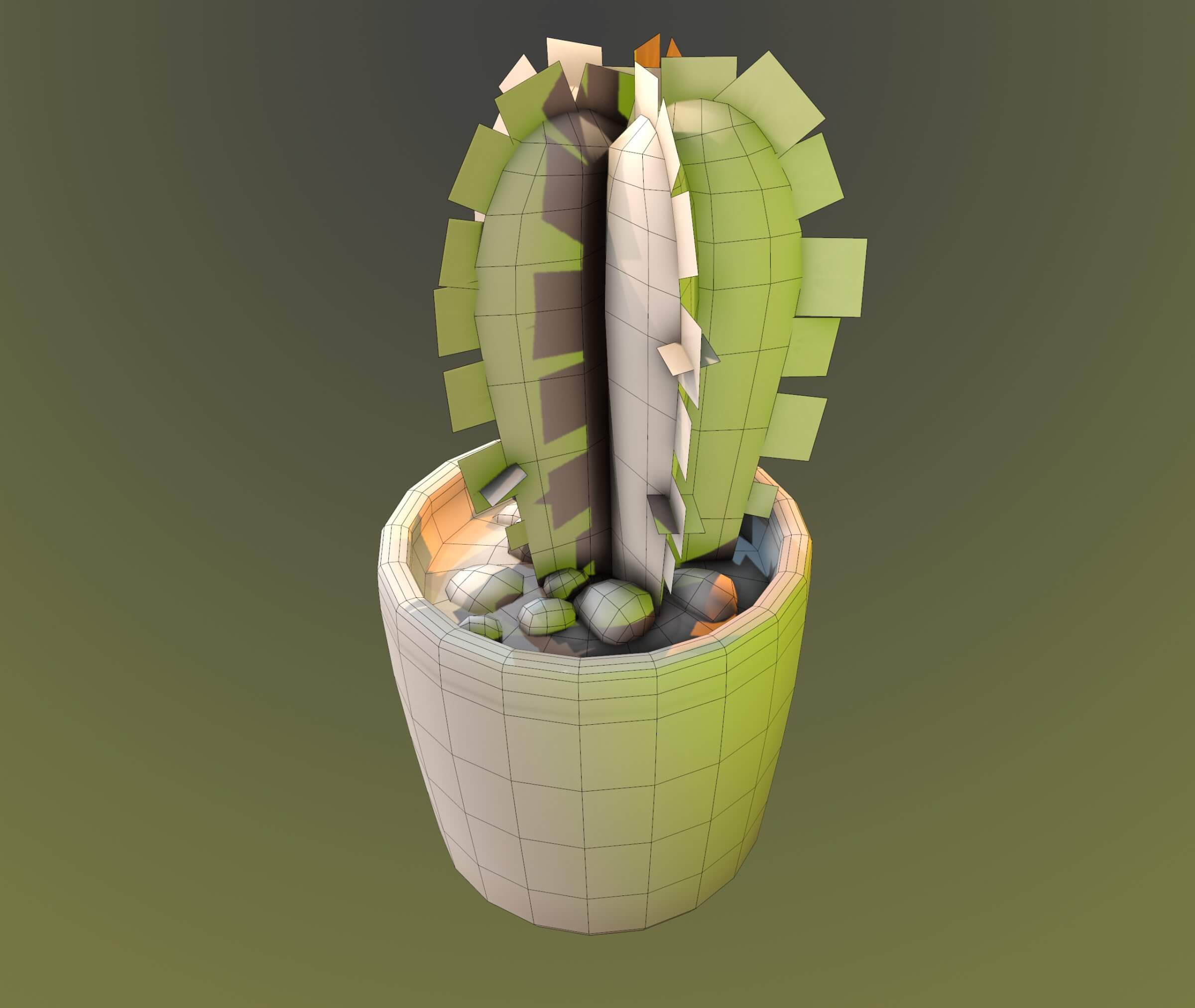 Cactus in A Pot - 3D Model by Zelad