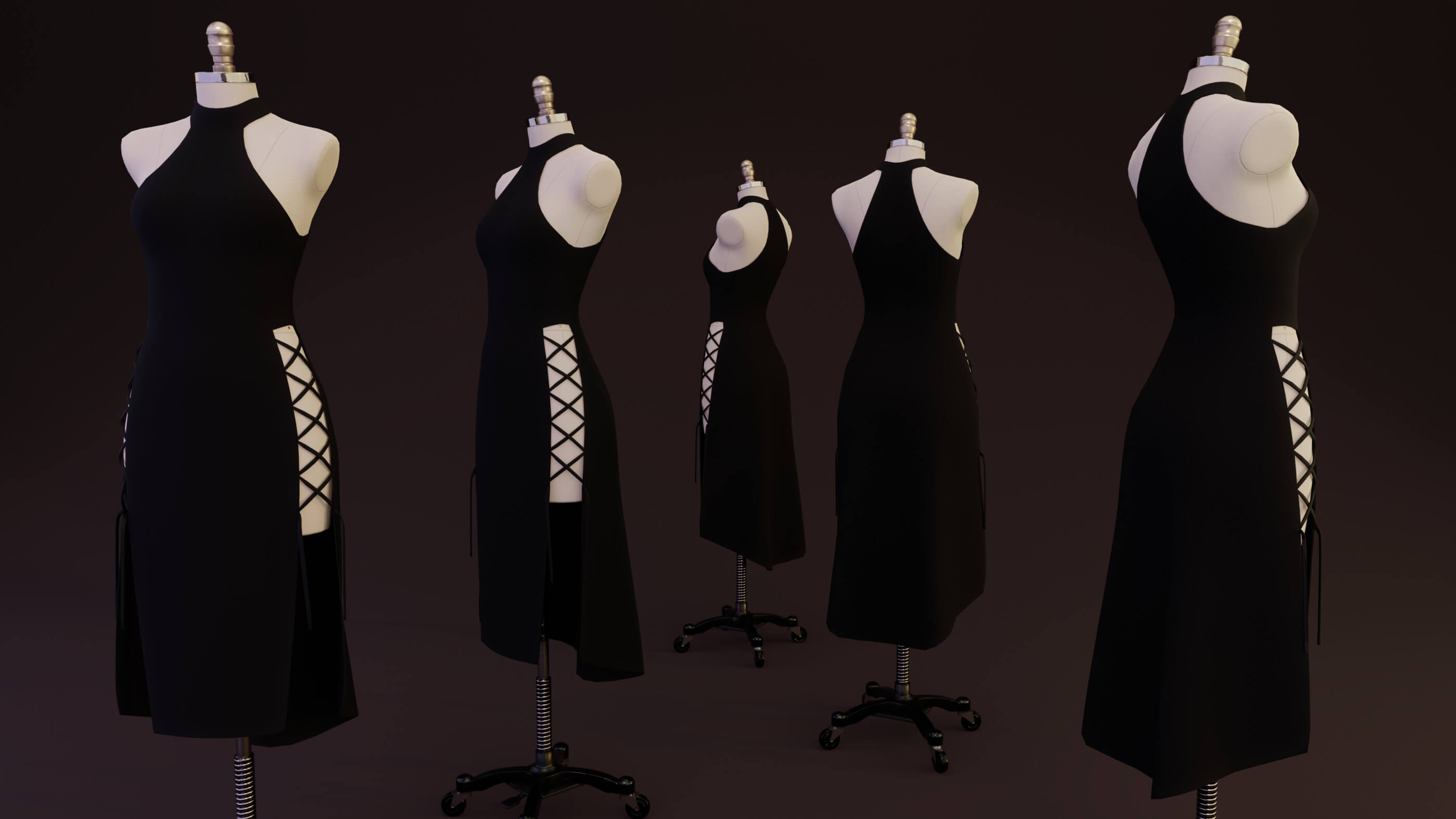 Evening Dress on Dress Form - 3D Model by Zelad