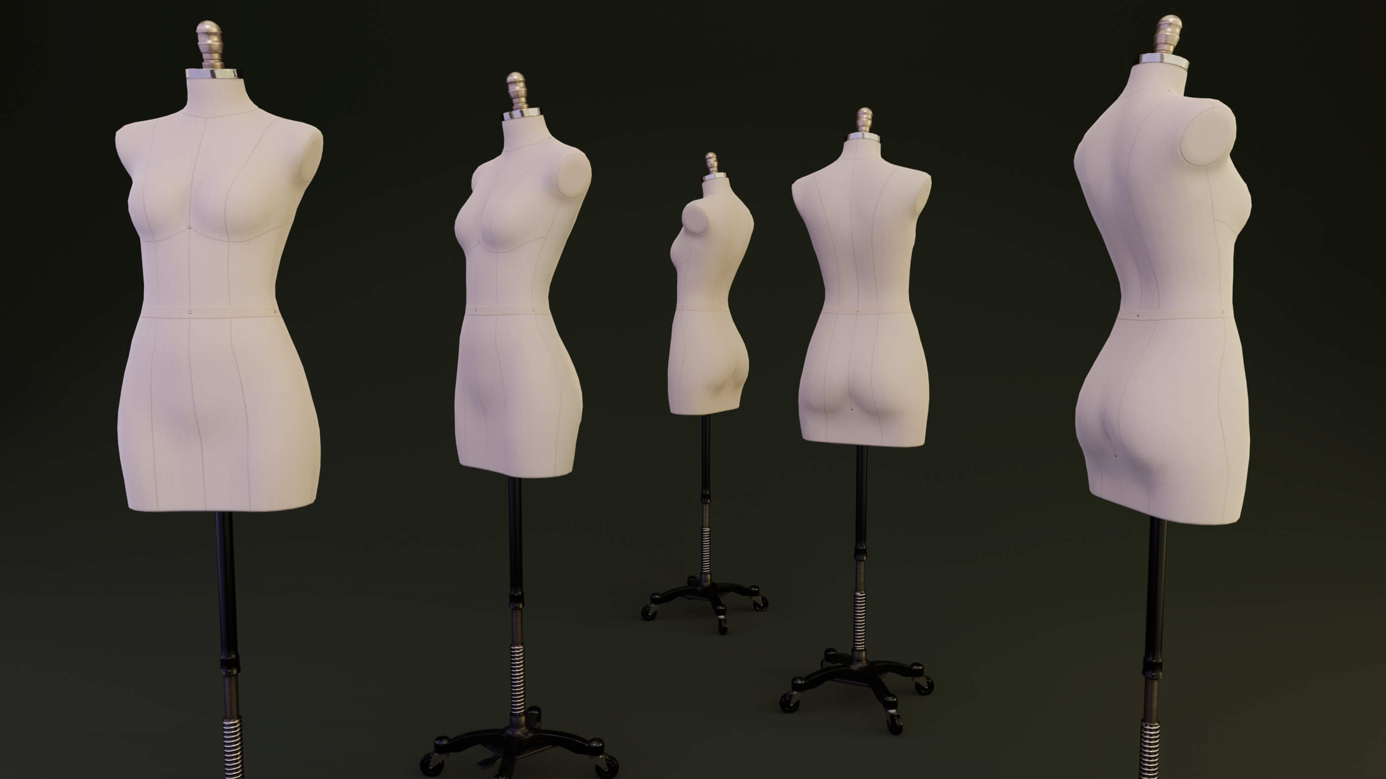 Evening Dress on Dress Form - 3D Model by Zelad
