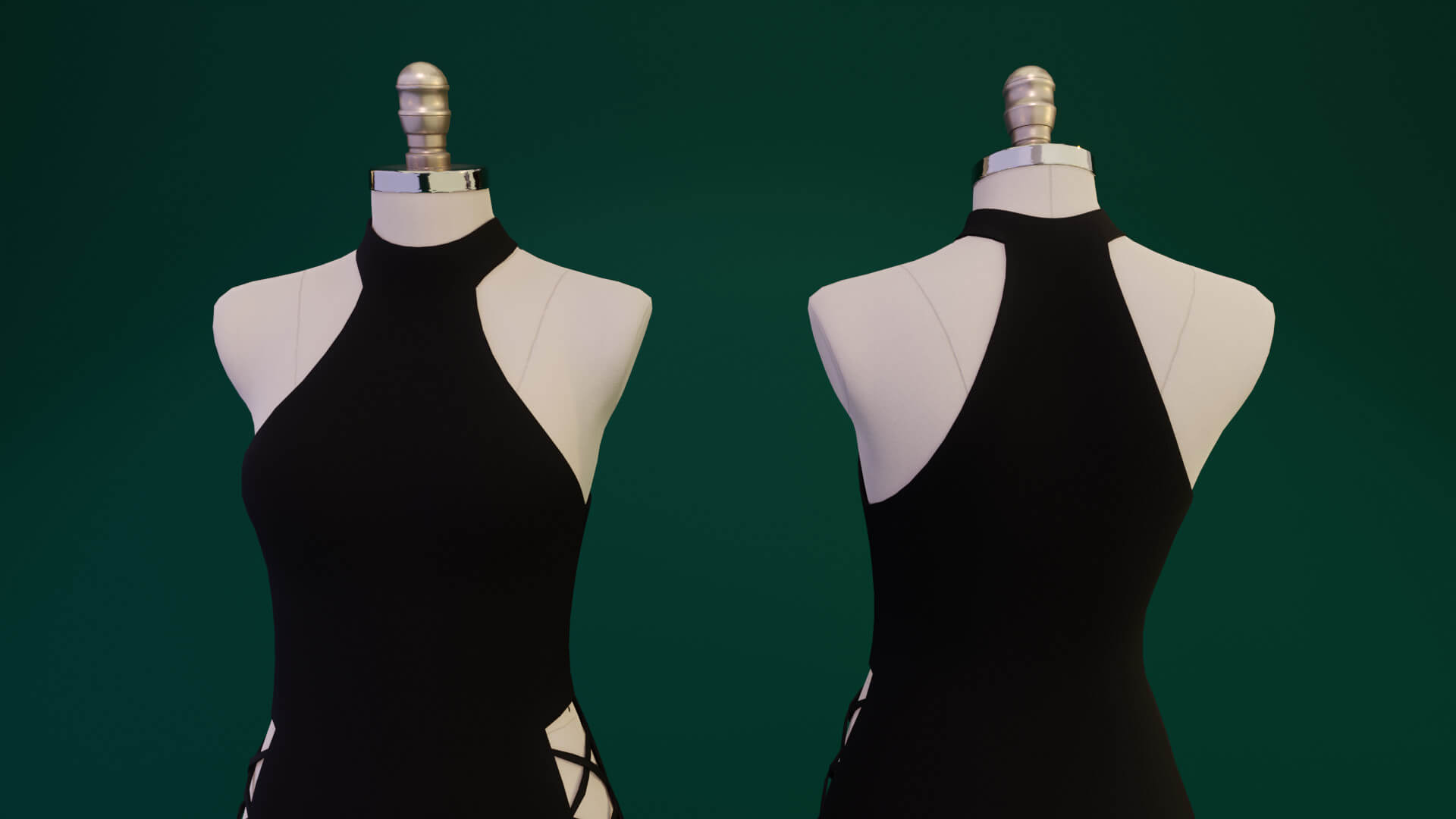 Evening Dress on Dress Form - 3D Model by Zelad