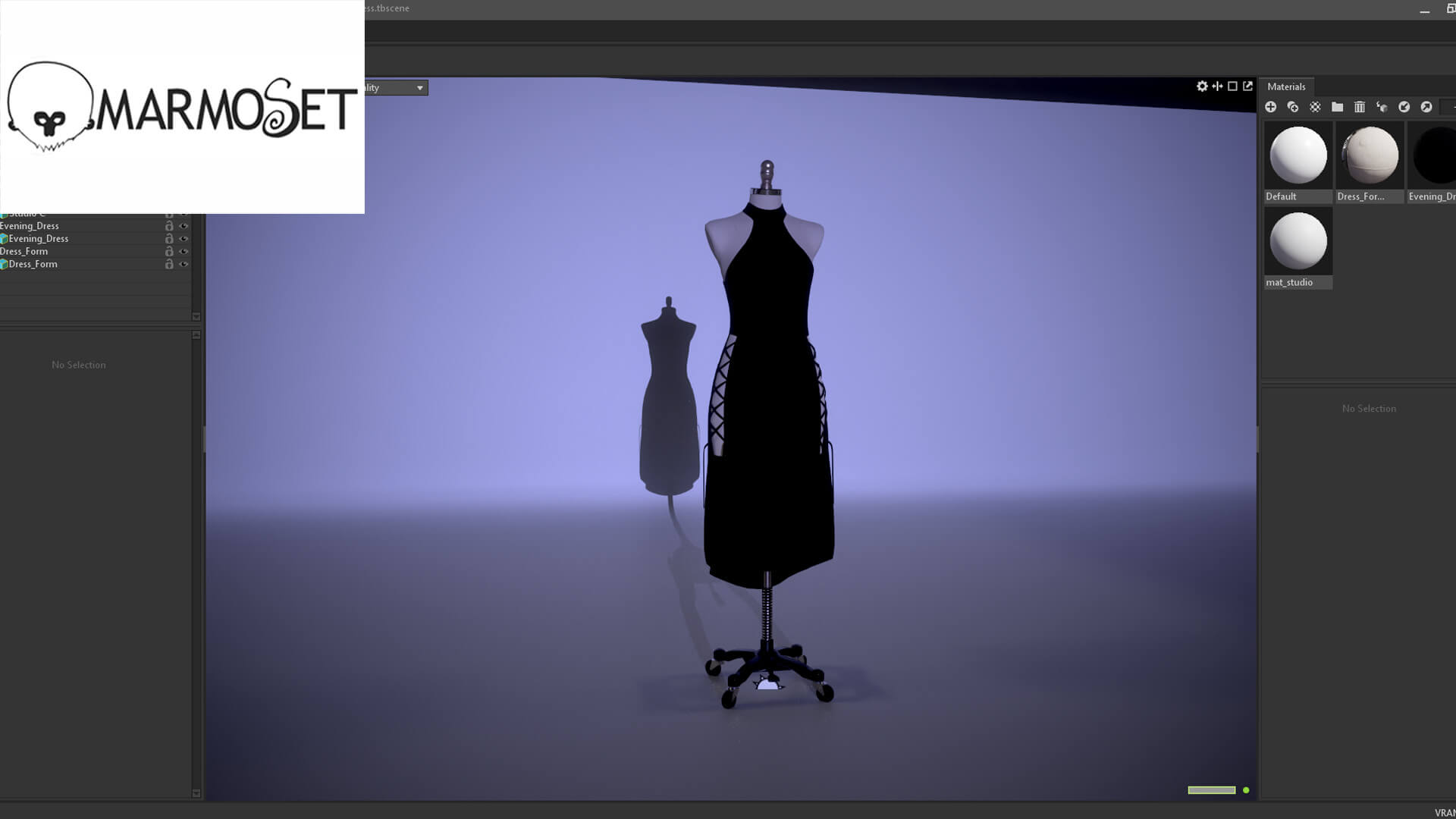 Evening Dress on Dress Form - 3D Model by Zelad