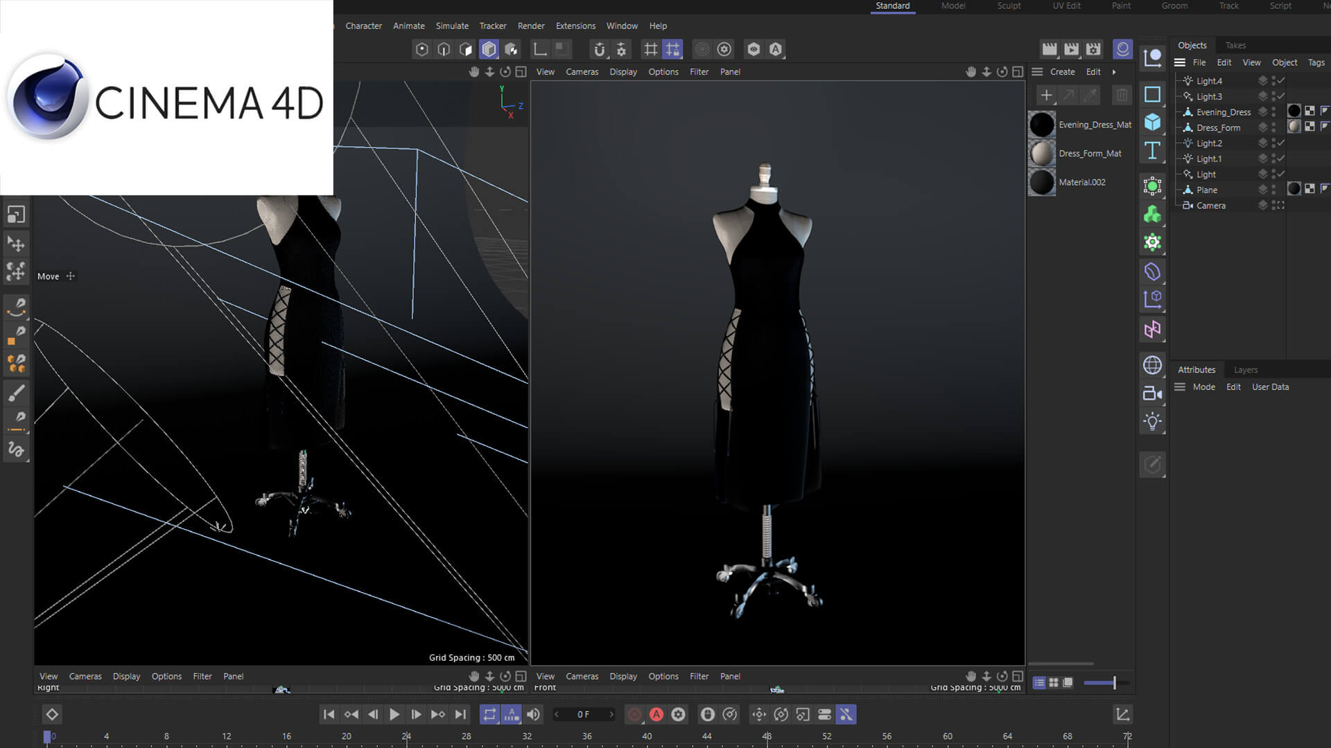 Evening Dress on Dress Form - 3D Model by Zelad
