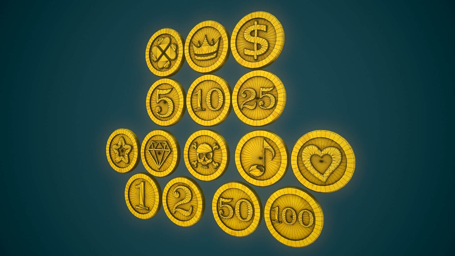 Simple Coins Pack - 3D Model by Zelad