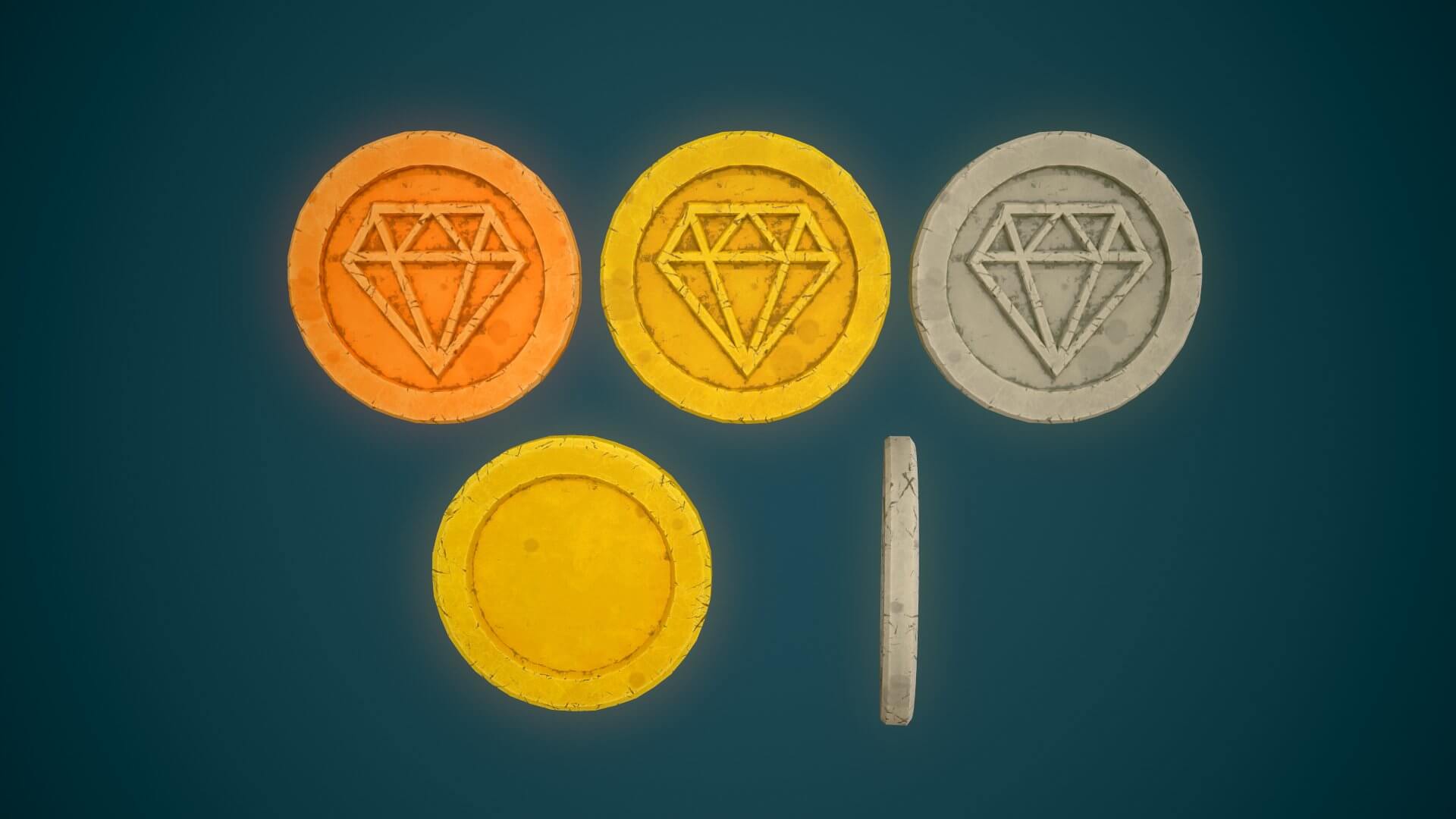 Simple Coins Pack - 3D Model by Zelad