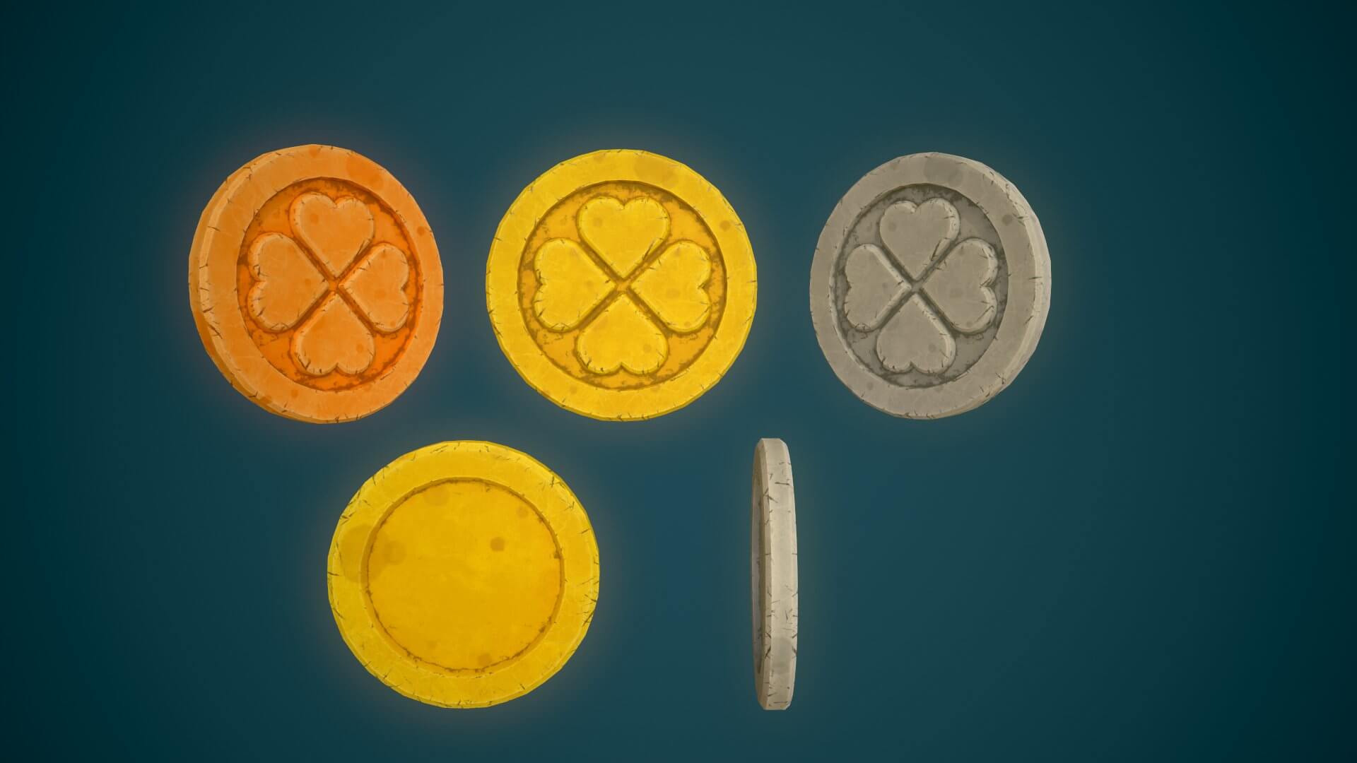 Simple Coins Pack - 3D Model by Zelad