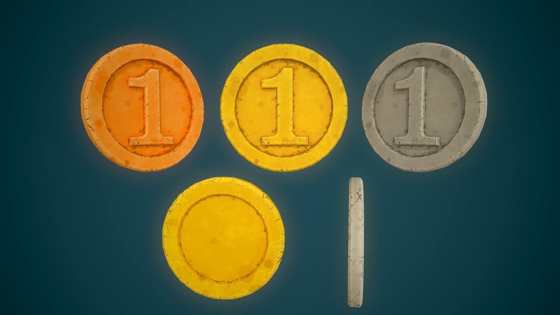 Simple Coins Pack - 3D Model by Zelad