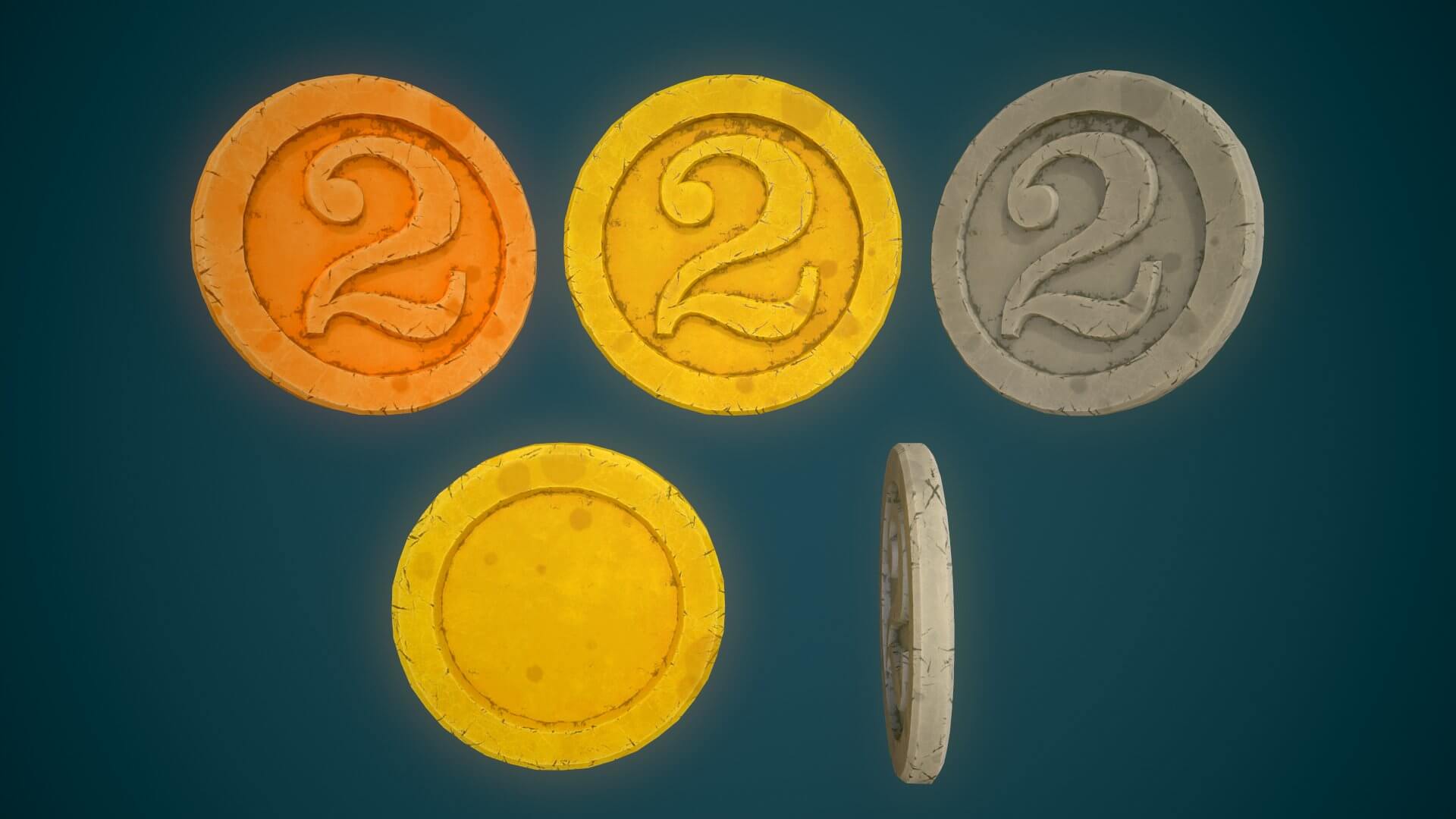 Simple Coins Pack - 3D Model by Zelad