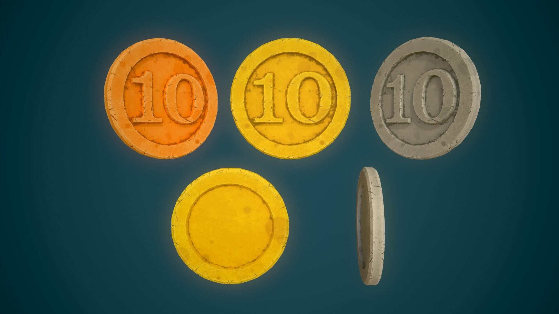 Simple Coins Pack - 3D Model by Zelad