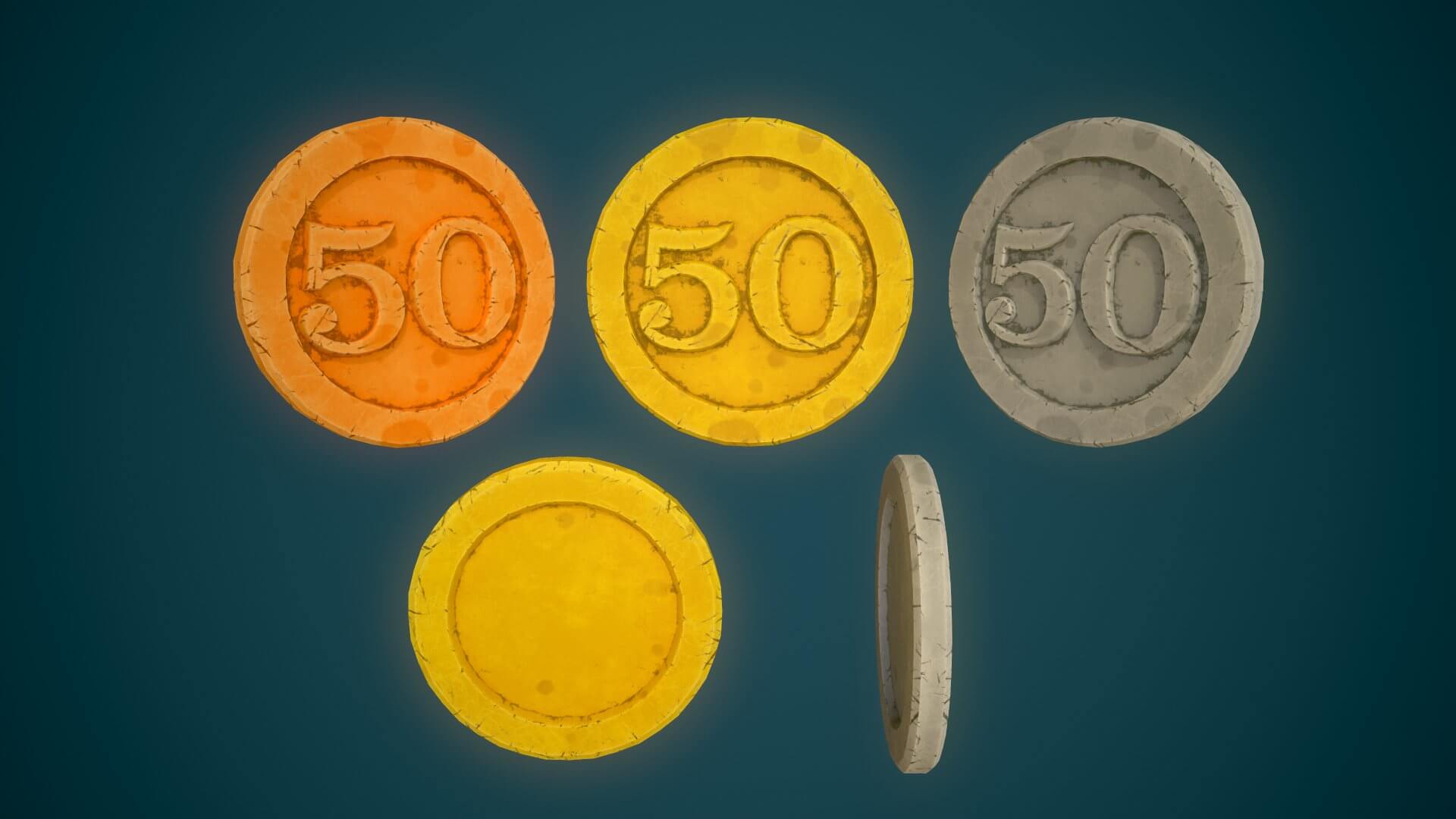 Simple Coins Pack - 3D Model by Zelad
