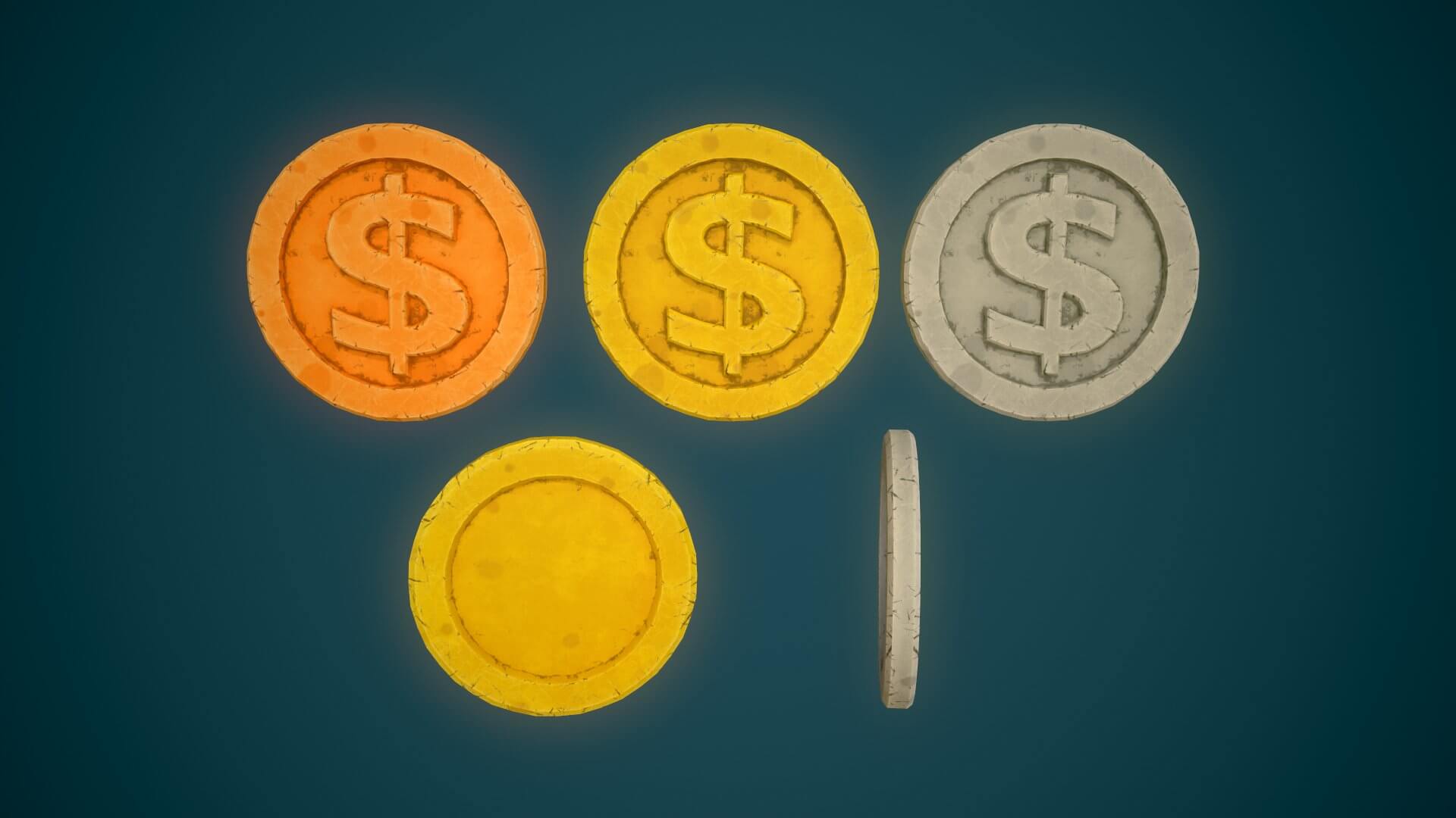 Simple Coins Pack - 3D Model by Zelad