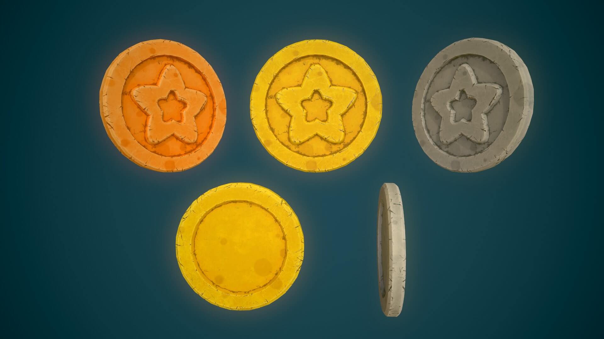 Simple Coins Pack - 3D Model by Zelad