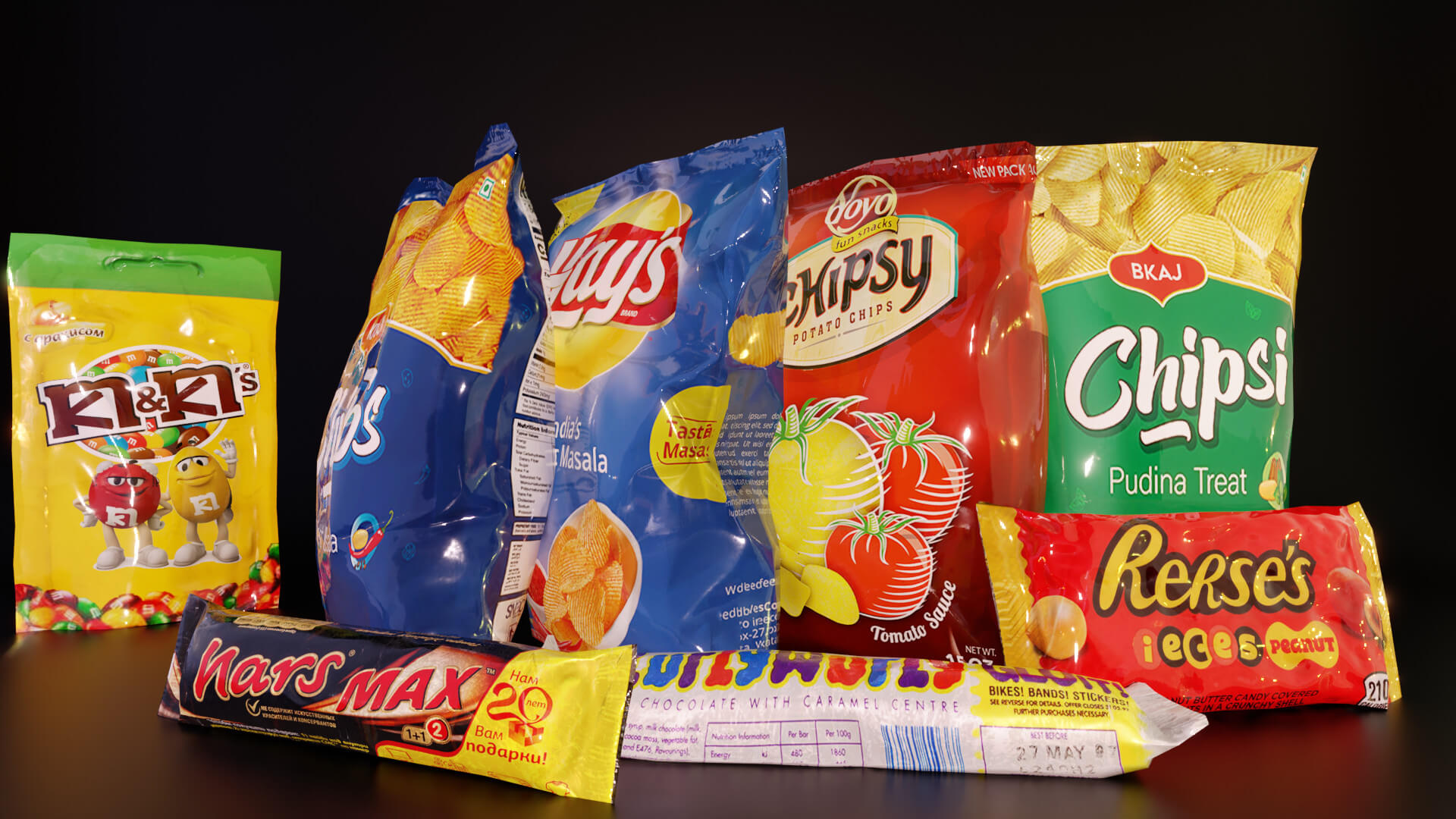 Snacks Bars Packages - 3D Model by Zelad