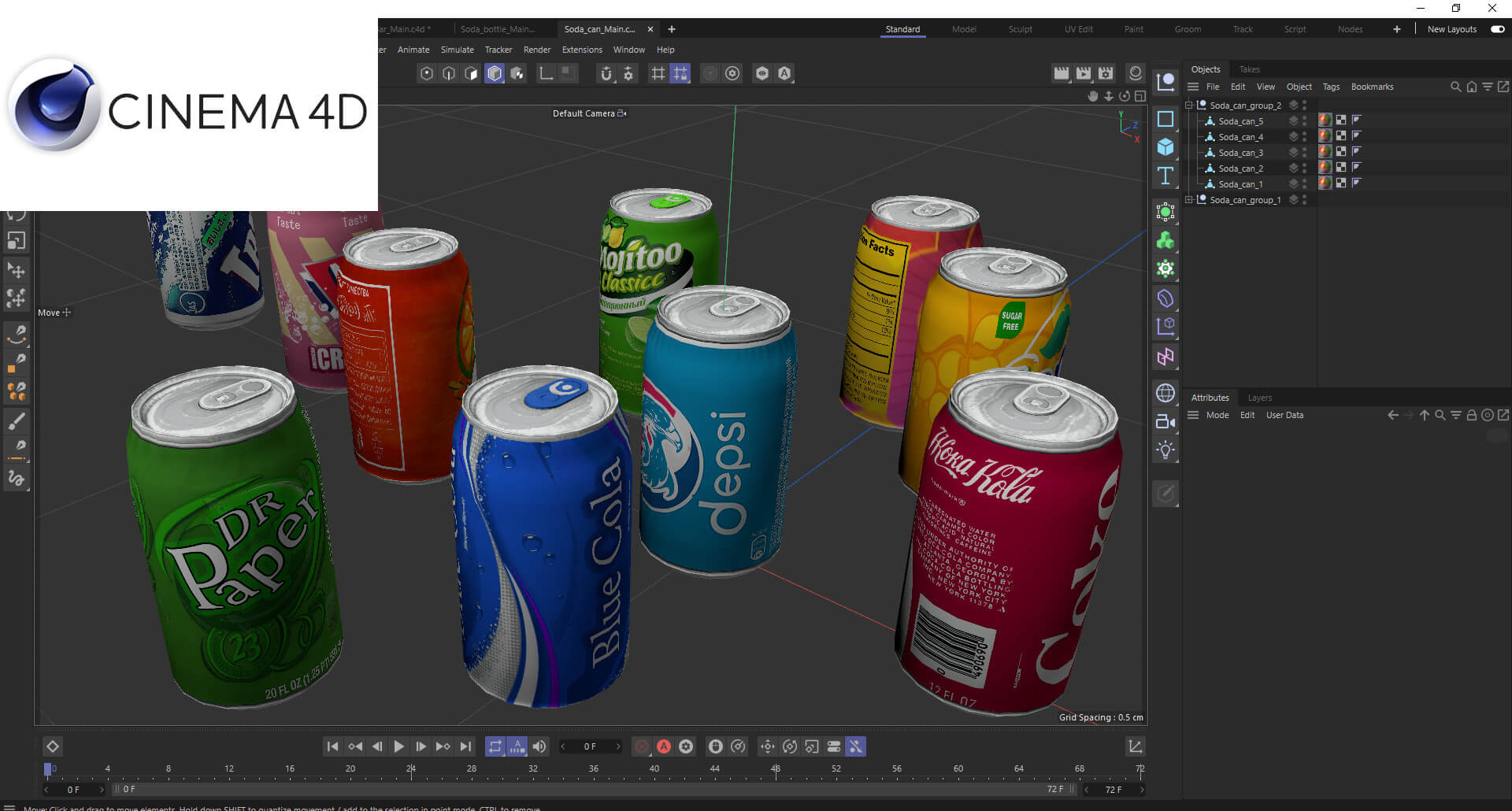Soda Bottles and Drink Cans - 3D Model by Zelad
