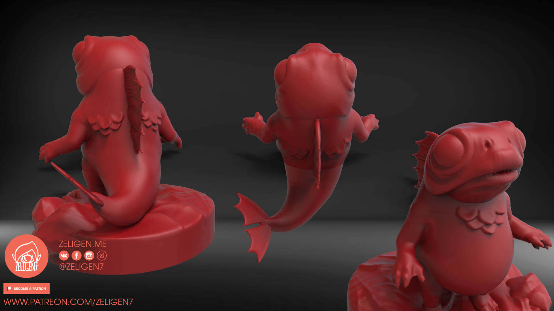 Human Fish Character - 3D Model by Zeligen7