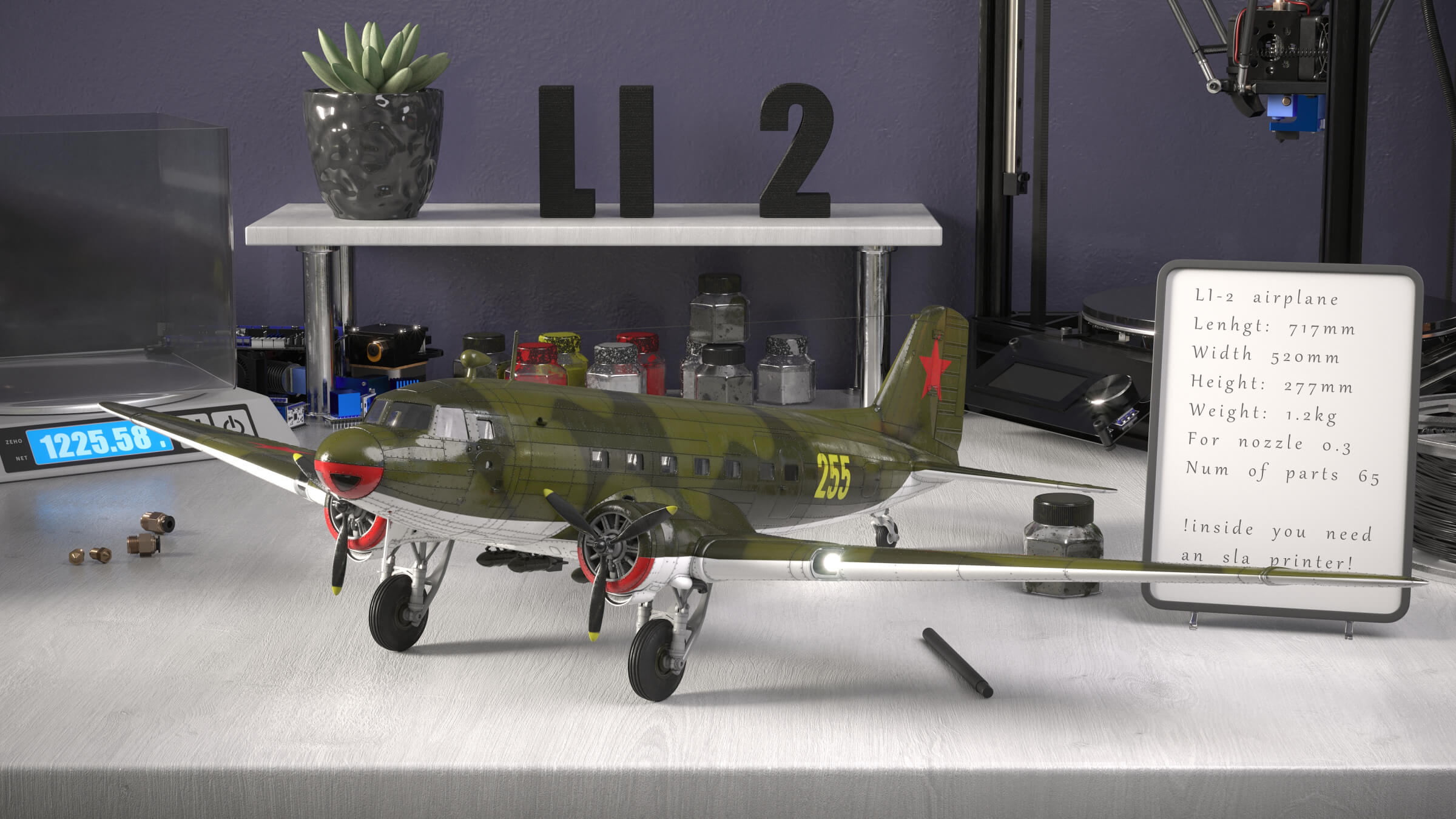 LI-2 airplane 3D Render, Digital Art by Zenislew