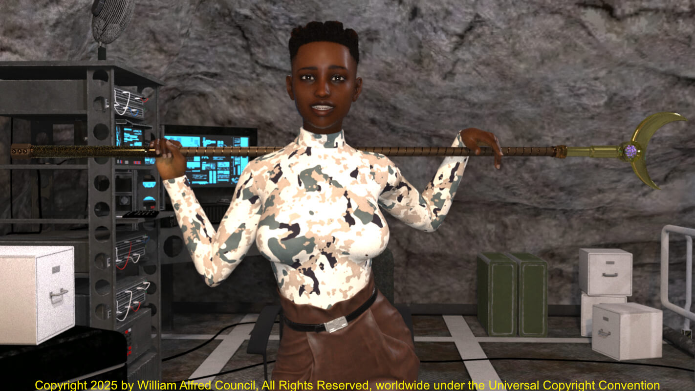 Deborah Banks and The Star Crystal Staff 3D Render