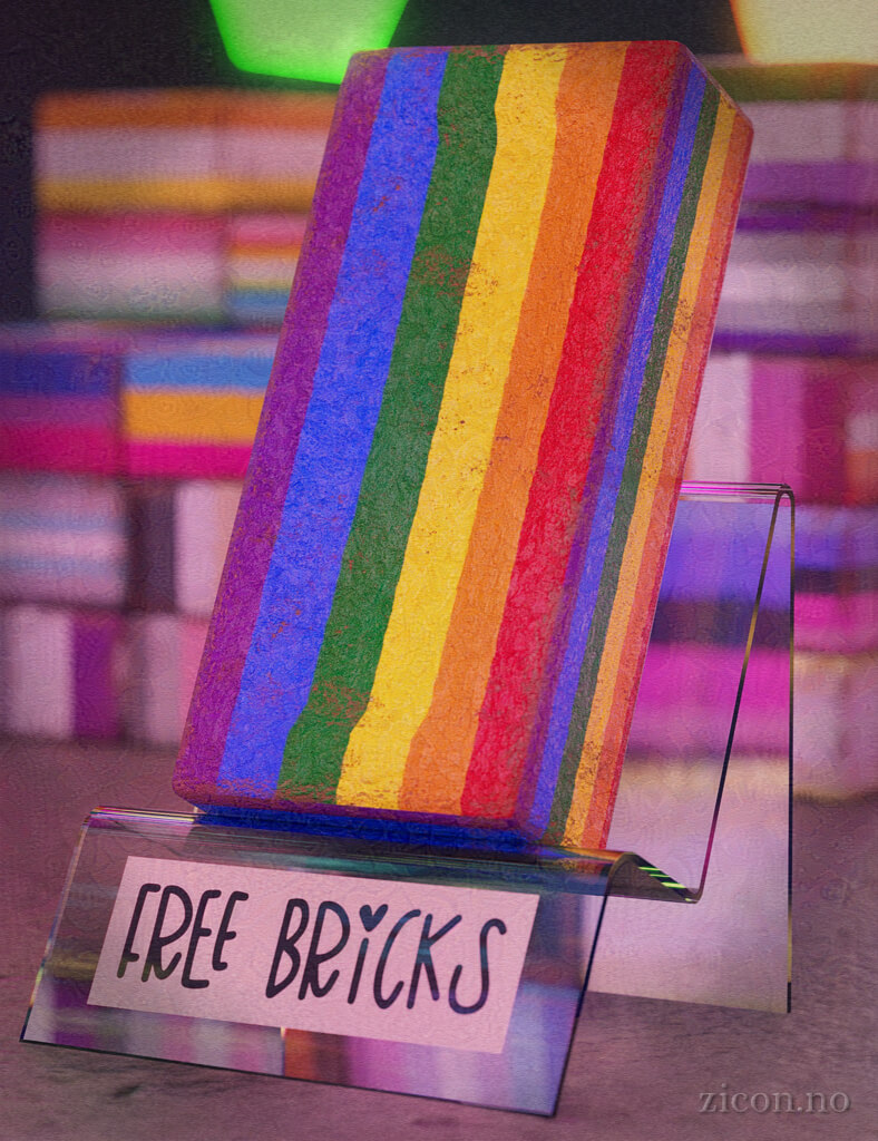 Pride Brick freebie 3D Render, Digital Art by zicon