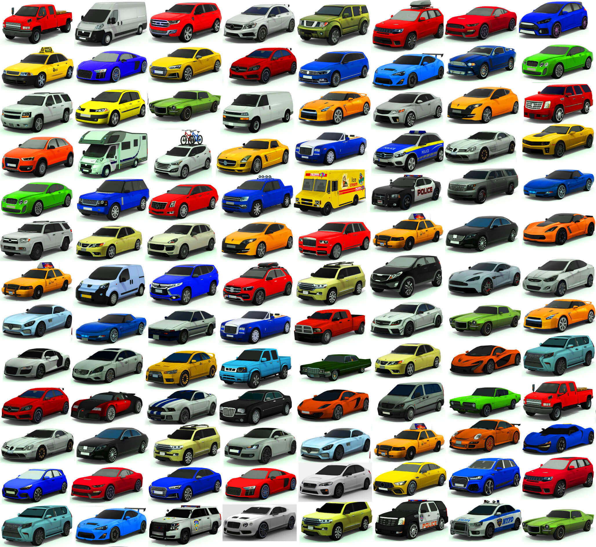 City Cars Pack 3D Render, Digital Art by ziea vernal