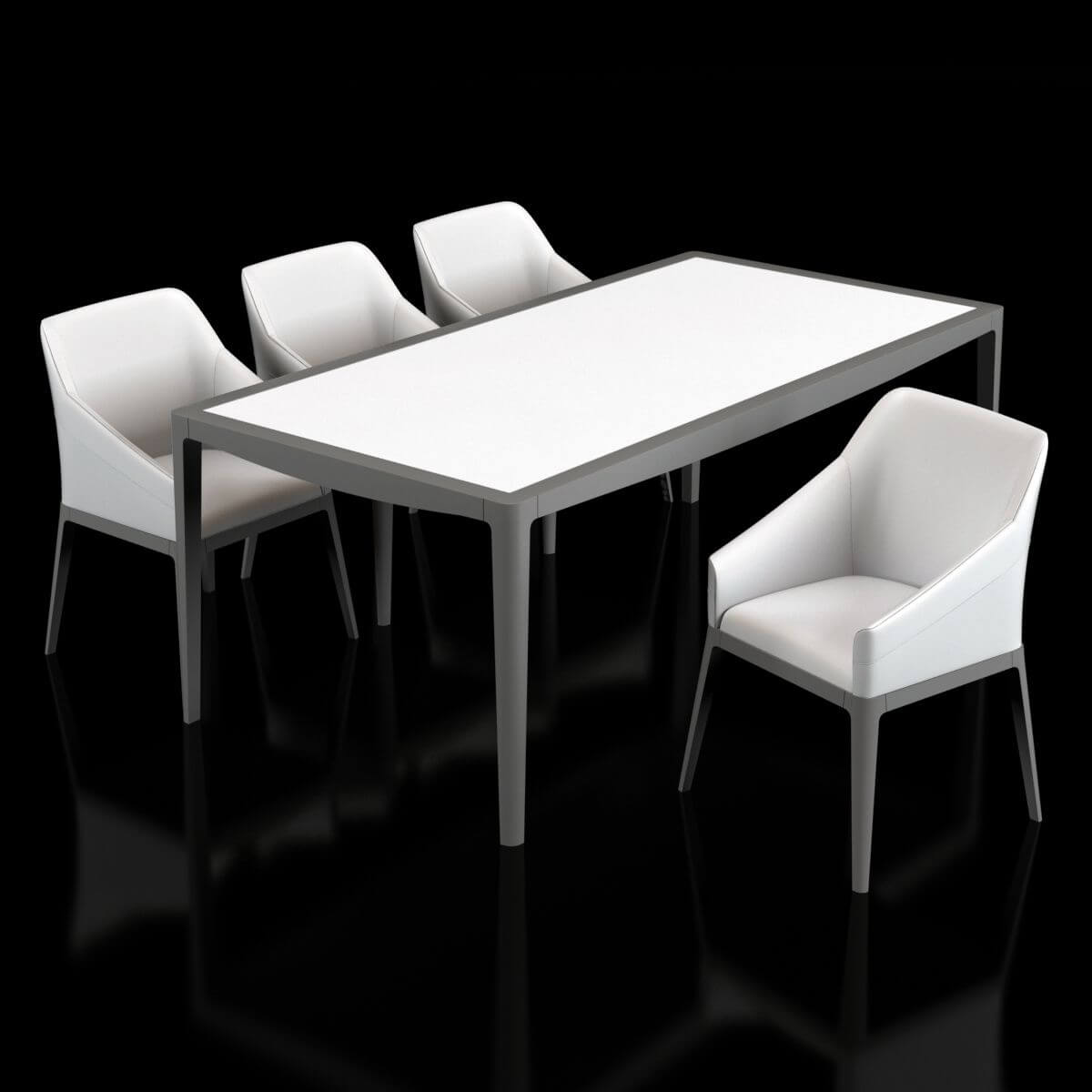 Natuzzi Saturno & Minerva Table and Chairs - 3D Model by zifir3d
