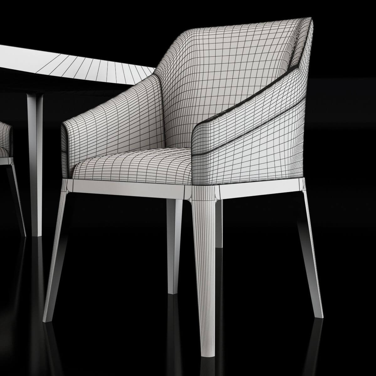 Natuzzi Saturno & Minerva Table and Chairs - 3D Model by zifir3d