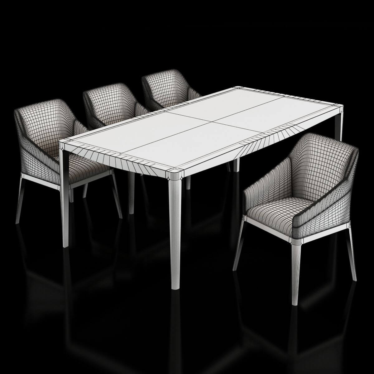 Natuzzi Saturno & Minerva Table and Chairs - 3D Model by zifir3d