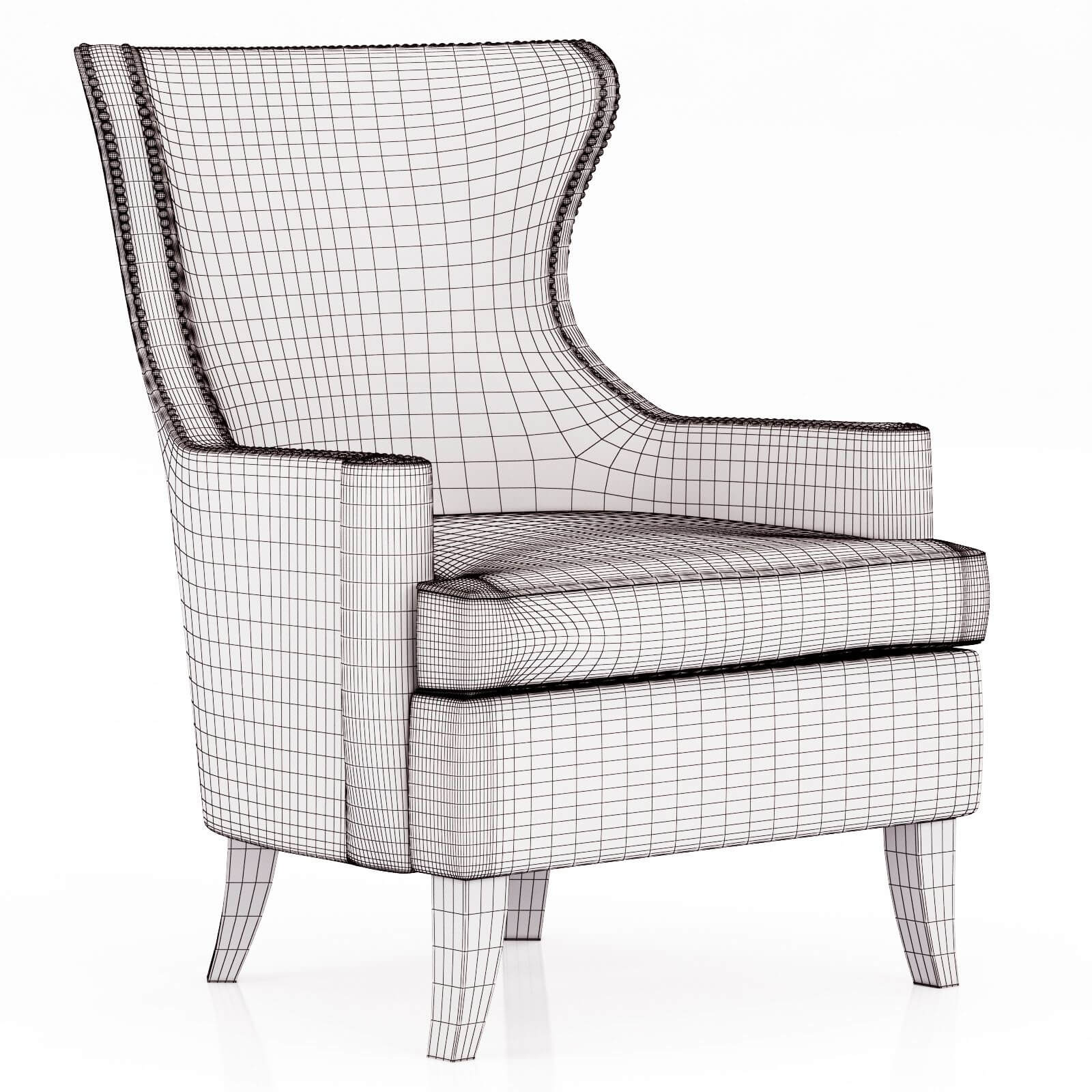 Pacific Blue Elliott Wingback Chair - 3D Model by zifir3d