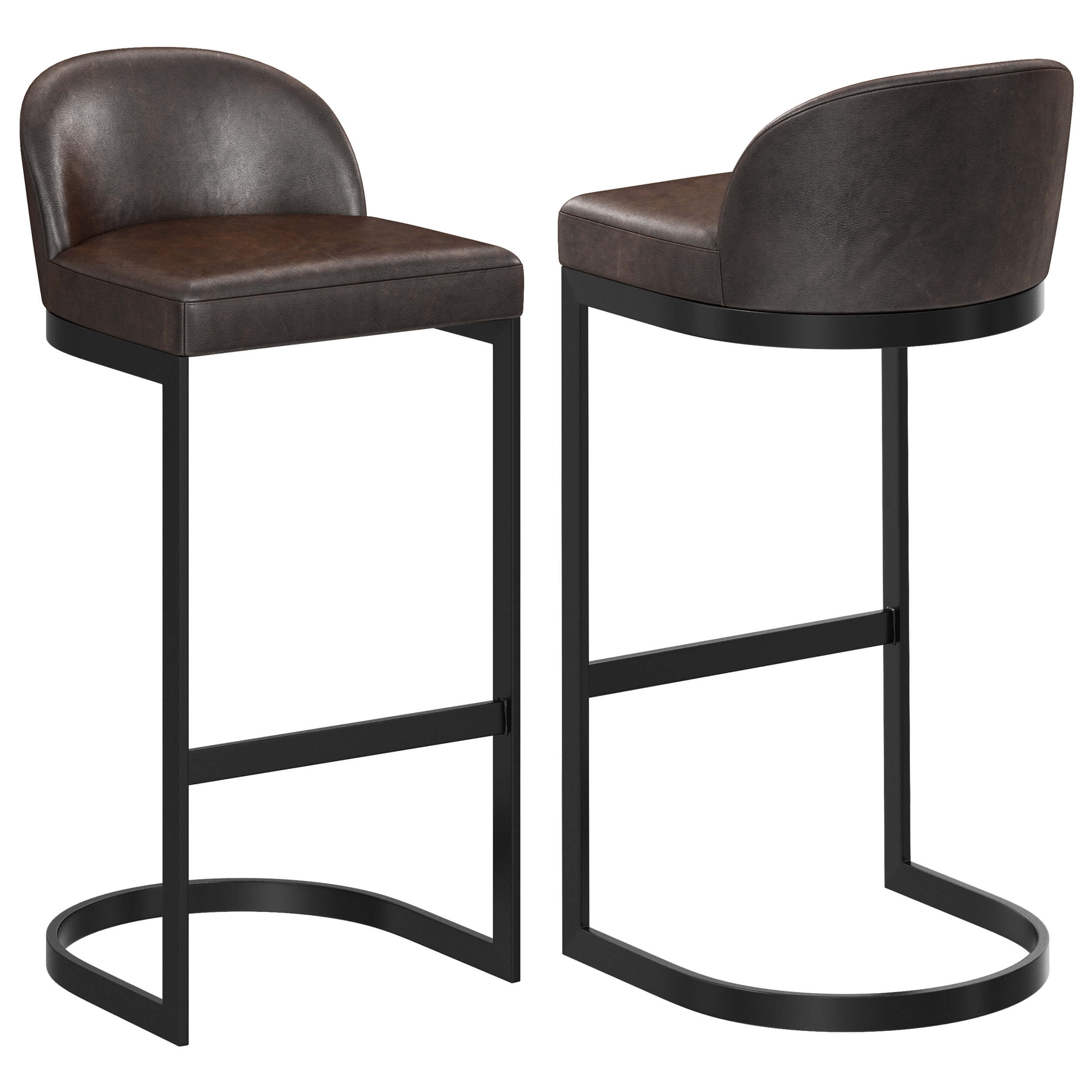 Restoration Hardware 1960s Rome Leather Bar Stool - 3D Model by zifir3d