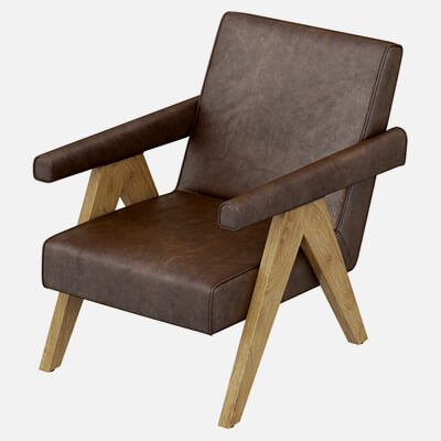Restoration Hardware Jakob Leather Lounge Chair - 3D Model by zifir3d