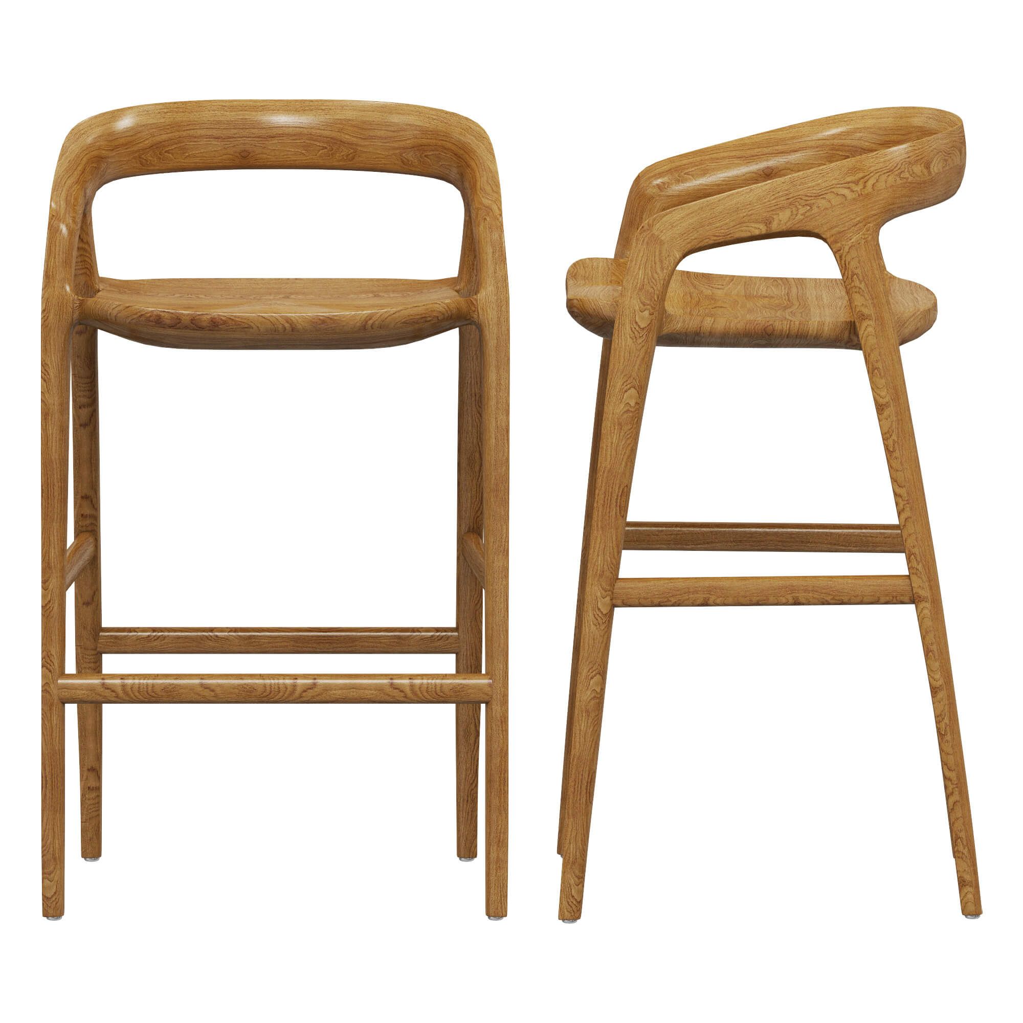 Restoration Hardware Luka Wood Counter Stool - 3D Model by zifir3d