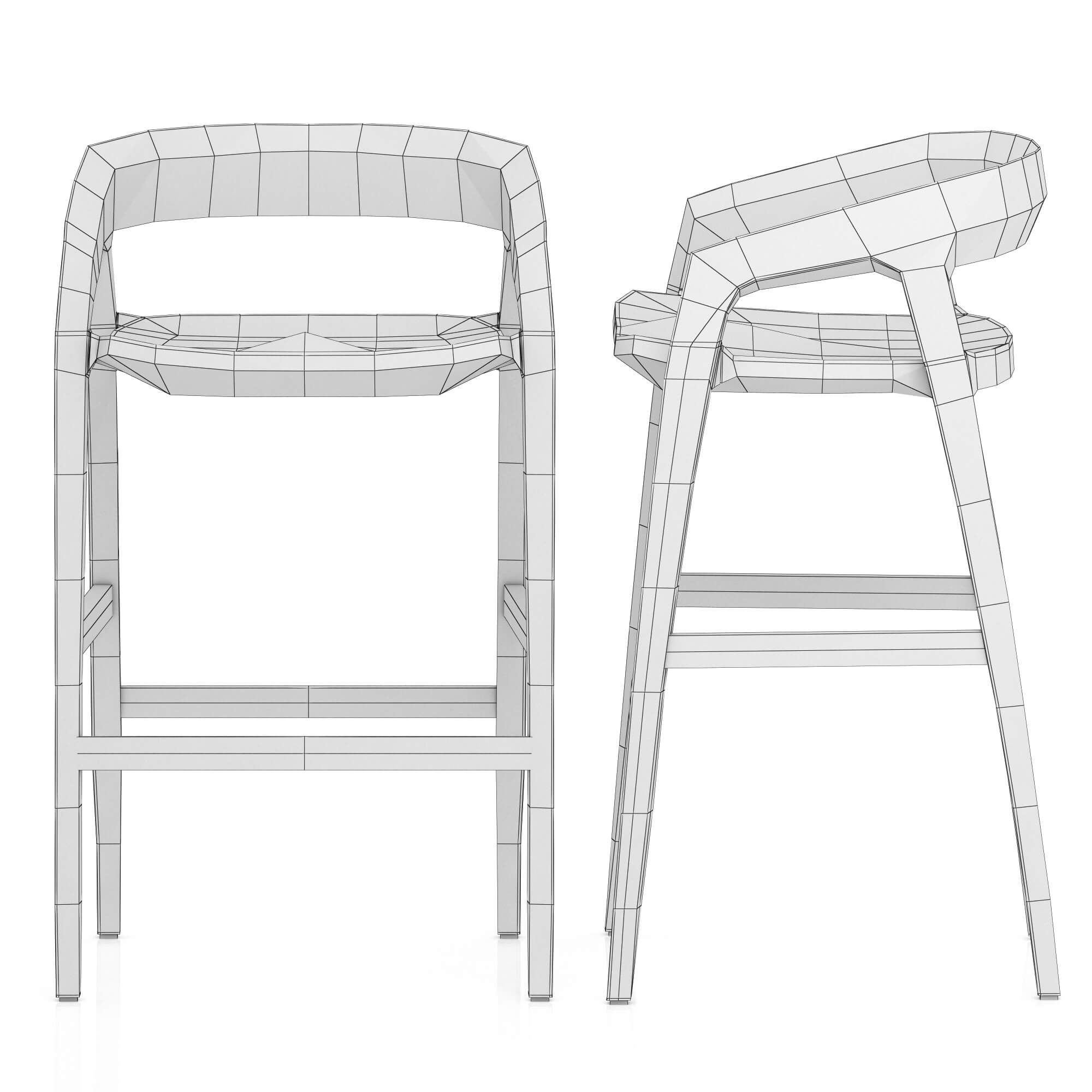 Restoration Hardware Luka Wood Counter Stool - 3D Model by zifir3d