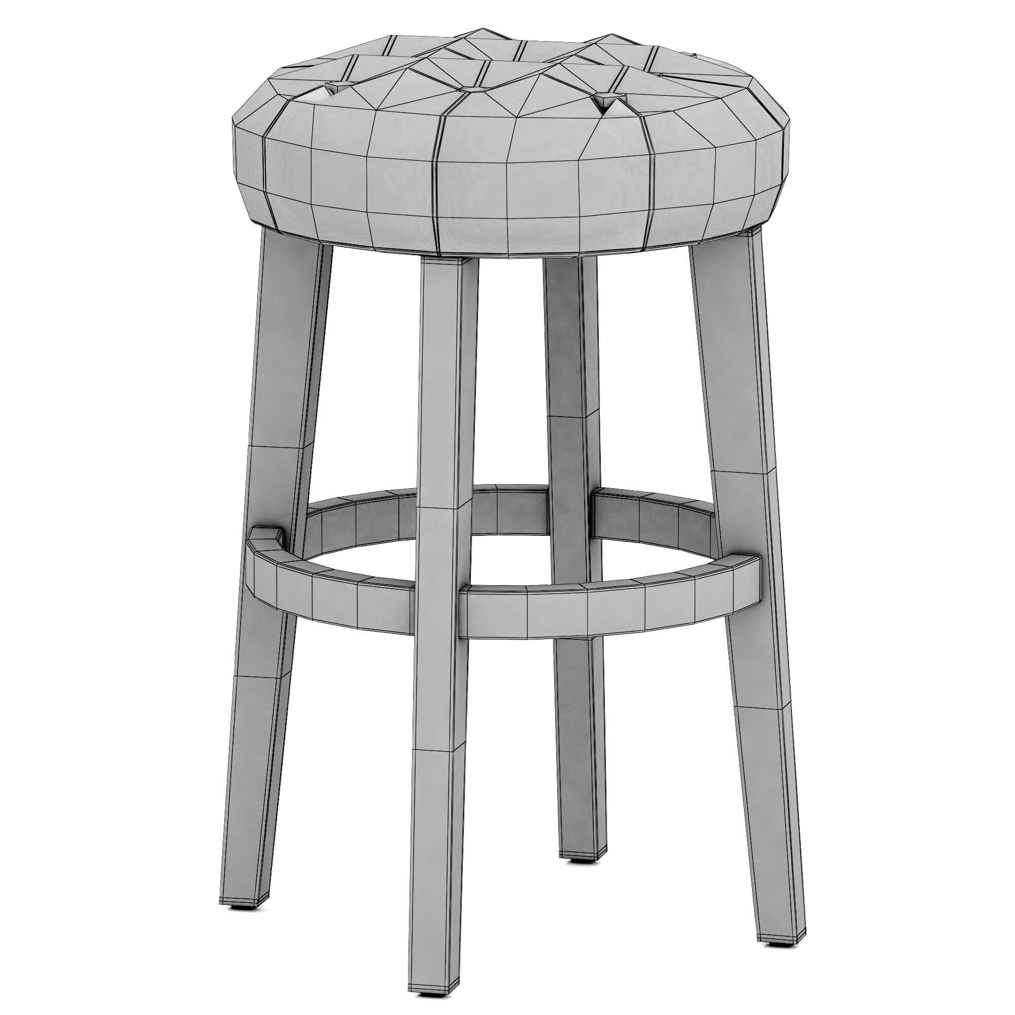 RH Bennett Backless Leather Stool - 3D Model by zifir3d