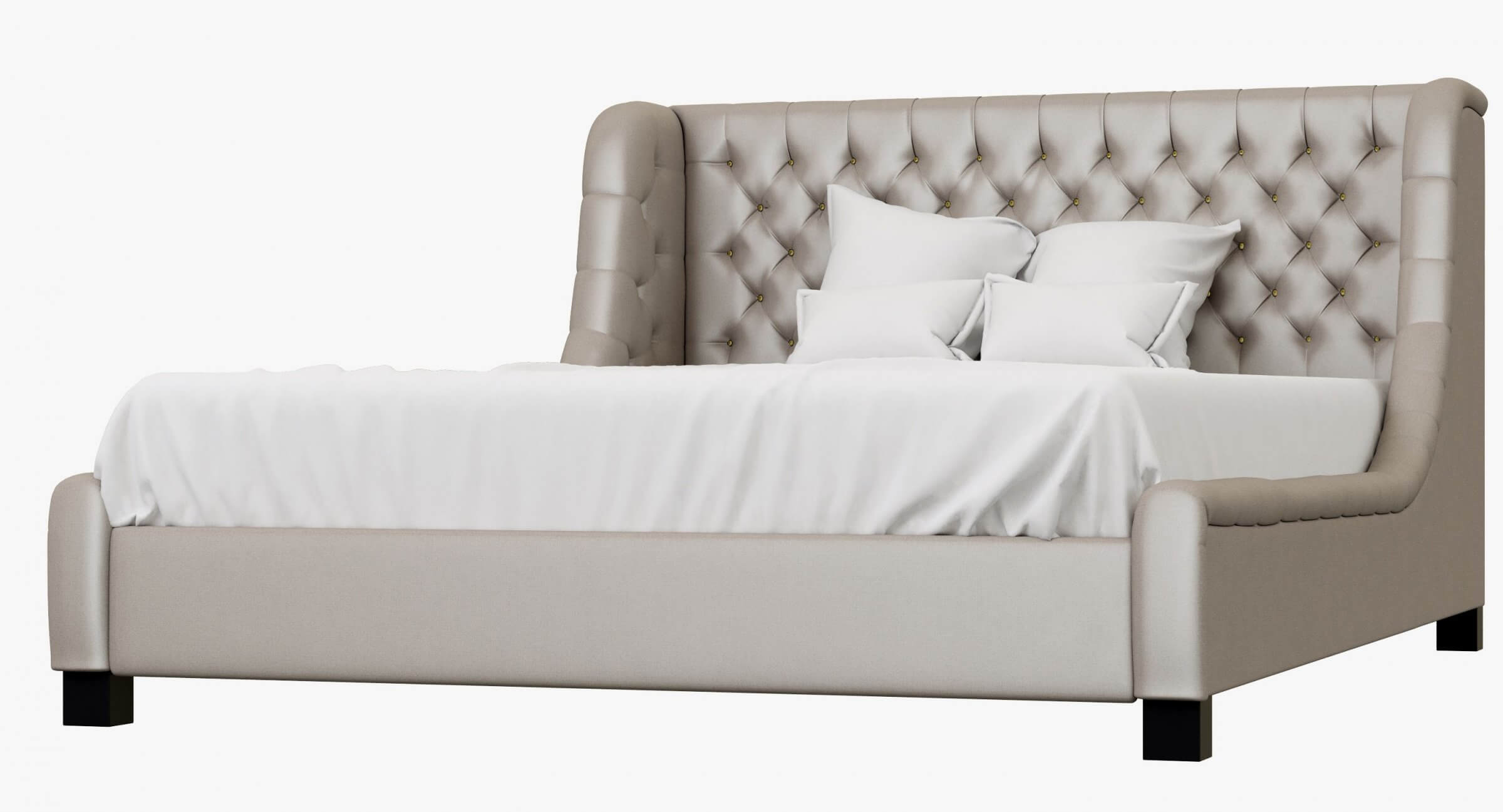 RH Devyn Tufted Upholstered Wing Bed - 3D Model by zifir3d