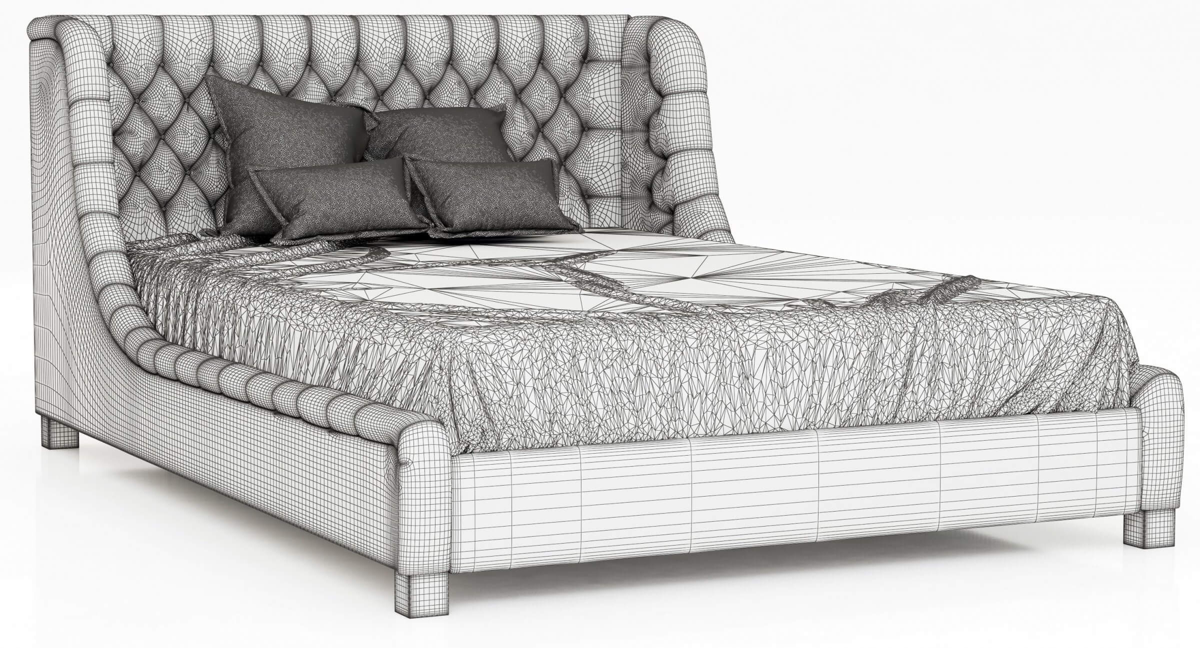 RH Devyn Tufted Upholstered Wing Bed - 3D Model by zifir3d