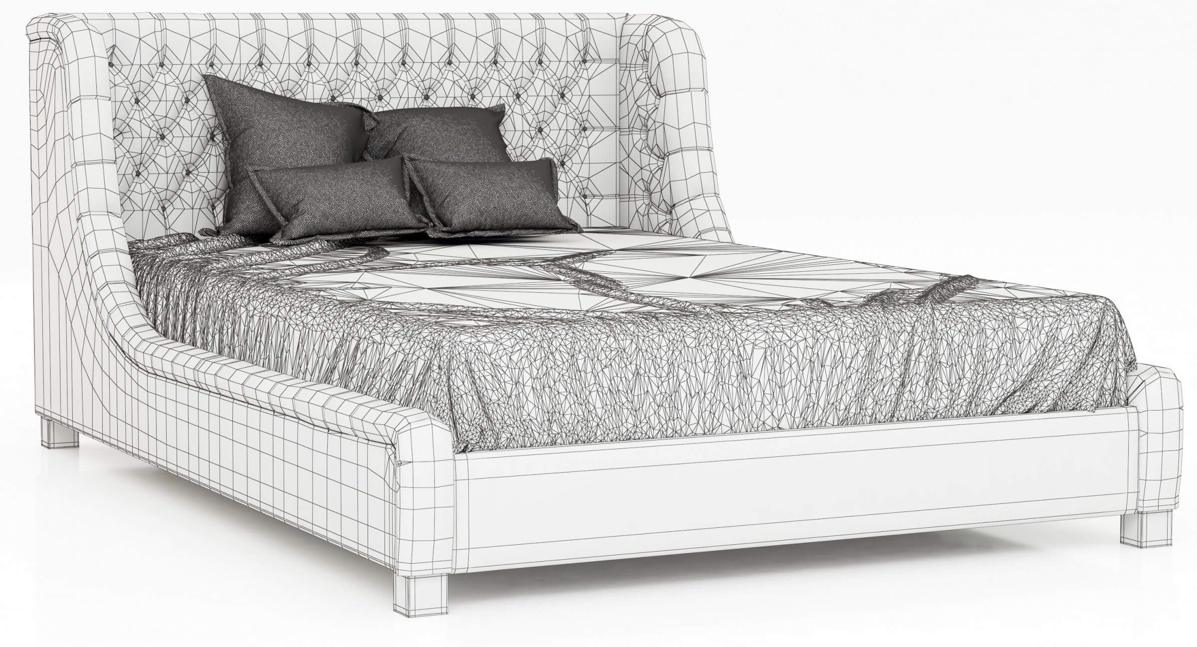 RH Devyn Tufted Upholstered Wing Bed - 3D Model by zifir3d