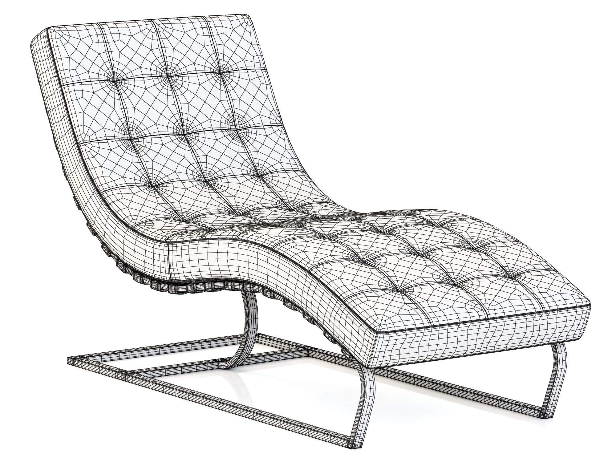 RH Modern Rossi Tufted Leather Chaise - 3D Model by zifir3d