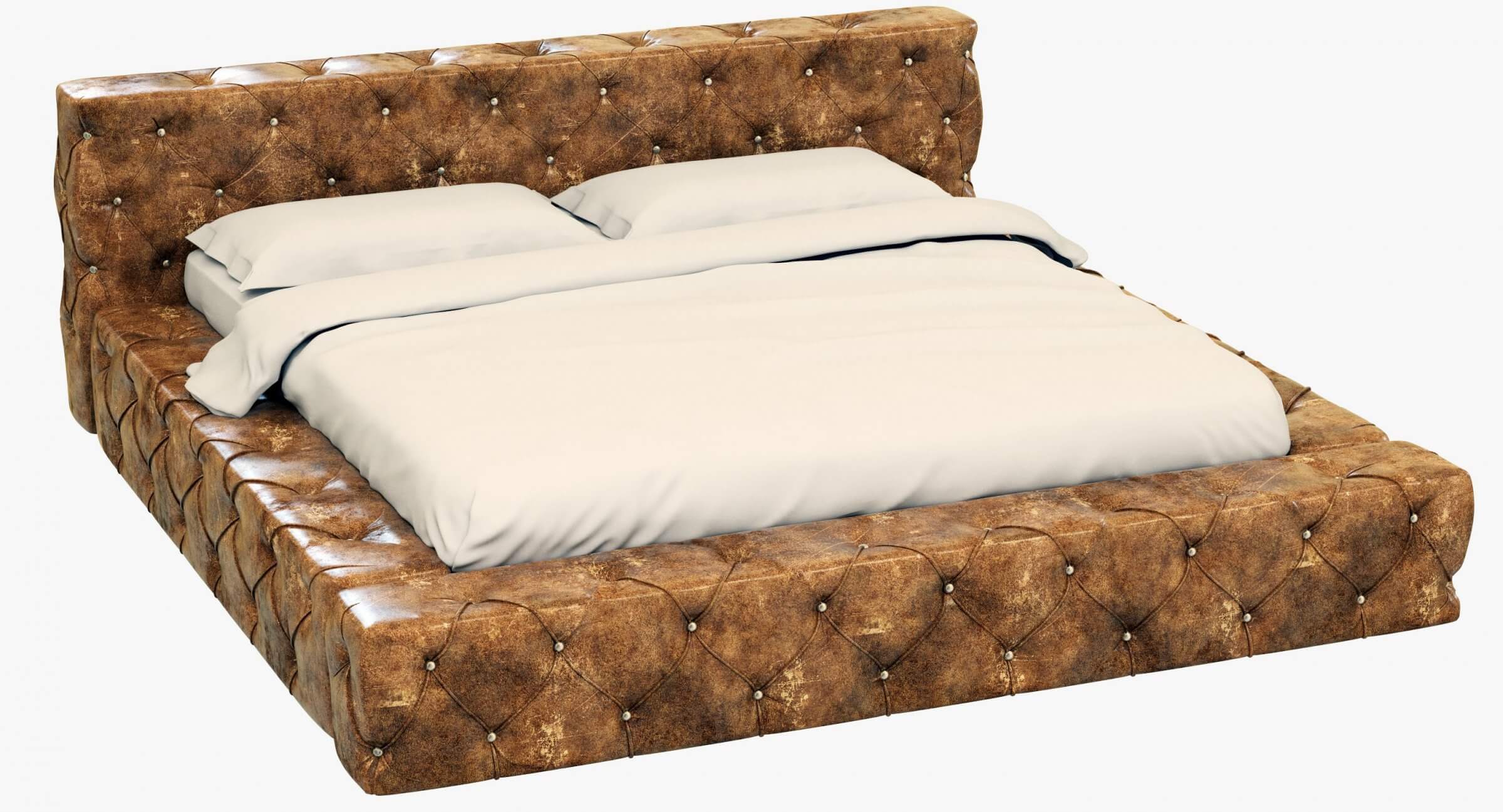 RH Soho Tufted Leather Platform Bed - 3D Model by zifir3d