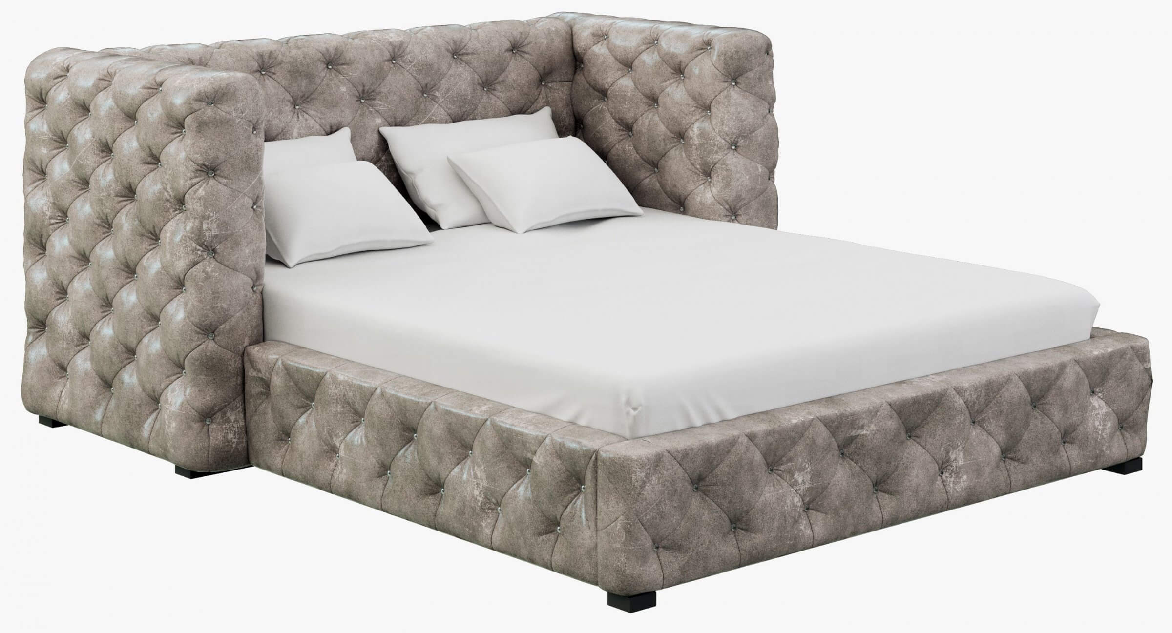 RH Tribeca Tufted Leather Platform Bed - 3D Model by zifir3d