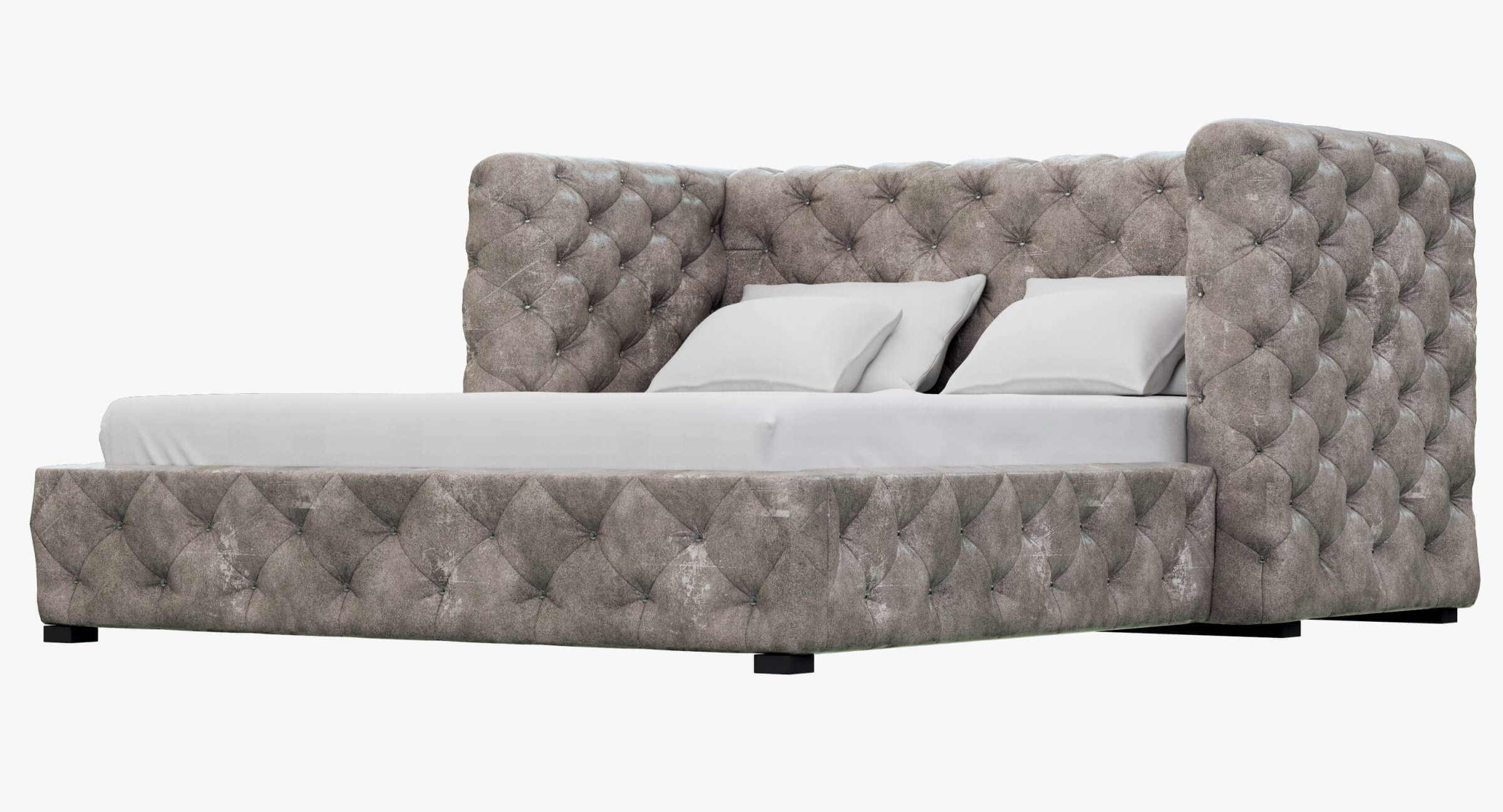 RH Tribeca Tufted Leather Platform Bed - 3D Model by zifir3d